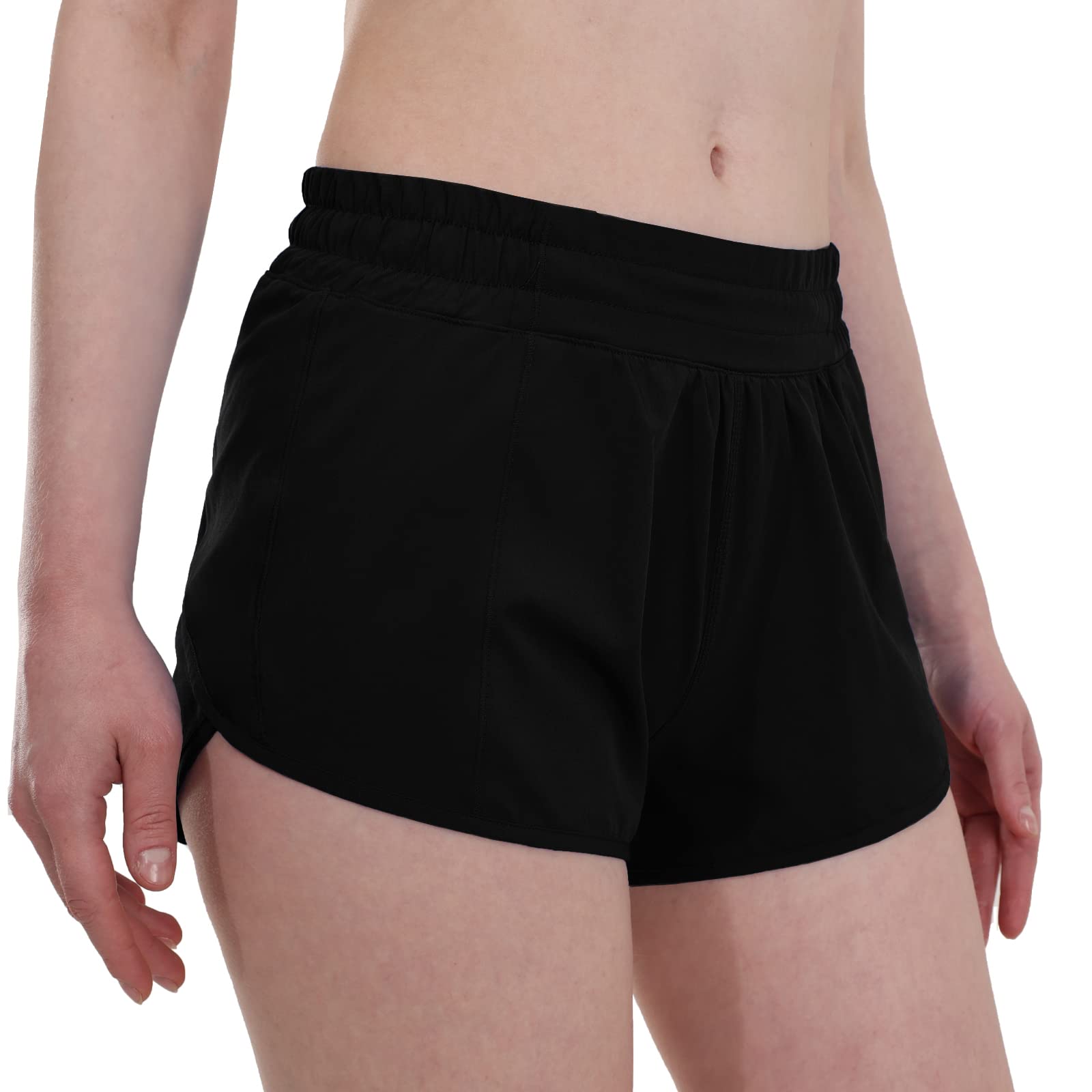 Aurefin Running Shorts for Women,Lightweight Athletic Shorts with Mesh Liner and Zip Pocket Quick Dry Workout Sports Shorts Black/Small
