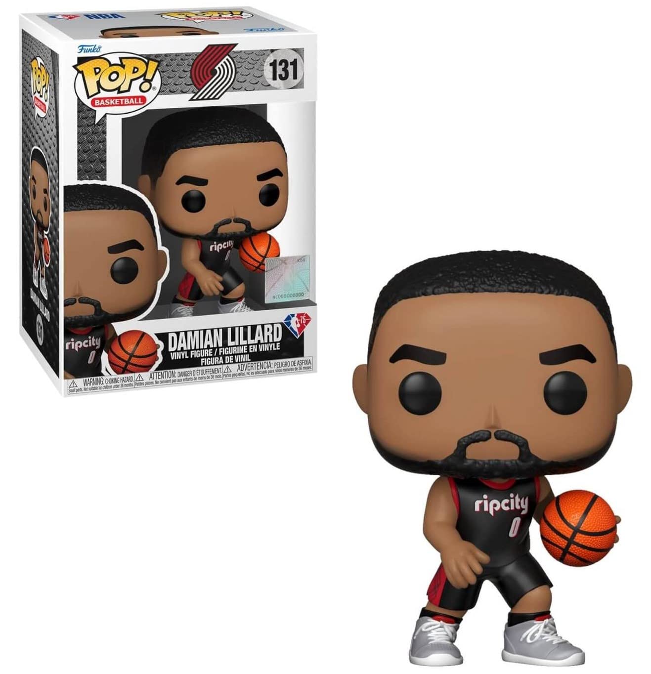 POP NBA: Blazers - Damian Lillard (Black Jersey) Funko Vinyl Figure (Bundled with Compatible Box Protector Case)