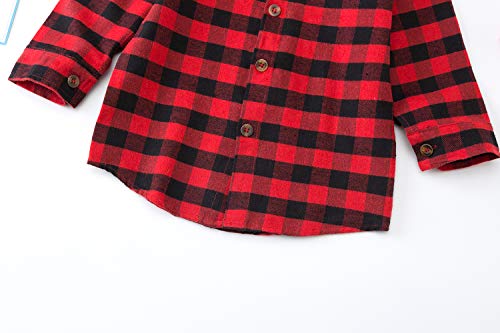 Toddler Baby Boy Girl Plaid Shirt Long Sleeve Button Down Red Flannel Tops Clothes