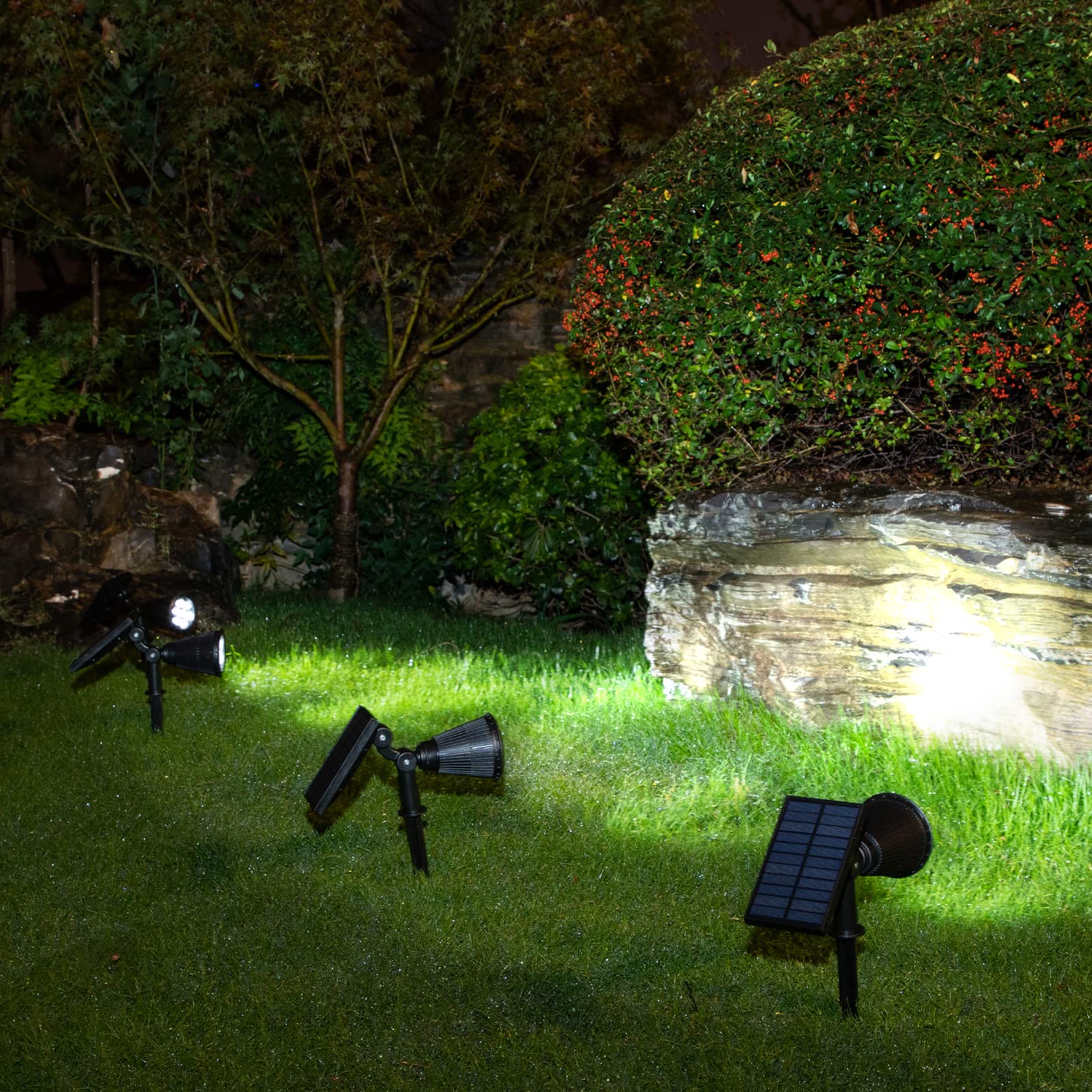 THALIA 7 Led Solar Lights Outdoor 4 Pack Solar Spot Lights Waterproof Solar Powered Landscape Spotlights Outdoor Pathway Lights Suit for Garden, Patio Yard (White light)