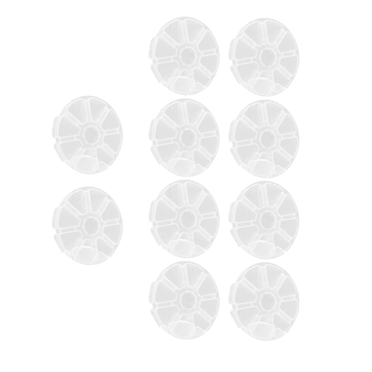 SEWACC 10pcsbox8 Jewelry Desktop Tips False Compartments Clear Bedroom Container Case Round Stylish Bead Sundries Home Display Organizerwhite Storage Organizer Plastic White Nail