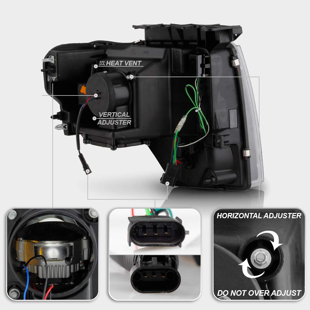 ACANII - For [HID/Xenon Model] 2013-2014 Ford F150 Truck LED Signal Built-In Low/High LED Projector Headlights Headlamps
