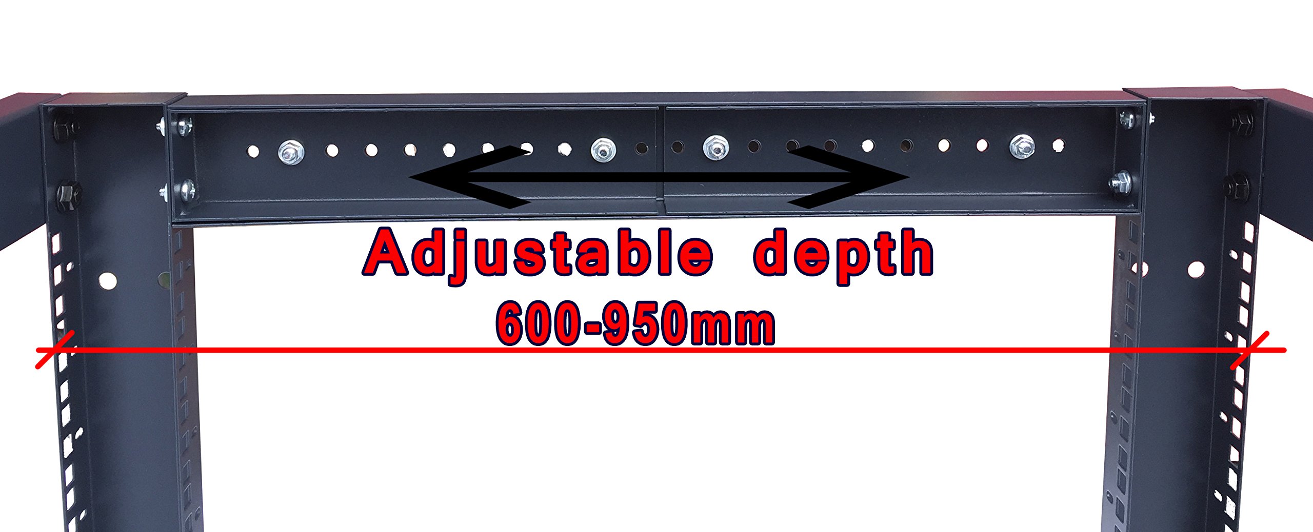 Sysracks 4 Post Open Frame Server Rack Mobile Relay with Wheels Casters for 19" Network Server AV IT Equipment Gear Rack Cabinet Adjustable Depth 24"-37" (22U)