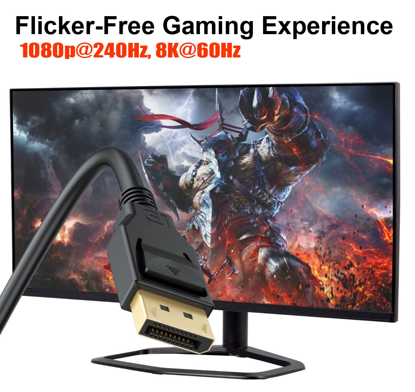 UVI2 8K DisplayPort to DisplayPort 1.4 Cable, VESA Certified Display Port Cable 6ft, DP to DP Cable Cord Support [1440P@144Hz, 1080P@240Hz, 4K@120Hz, 8K@60Hz] & HDR