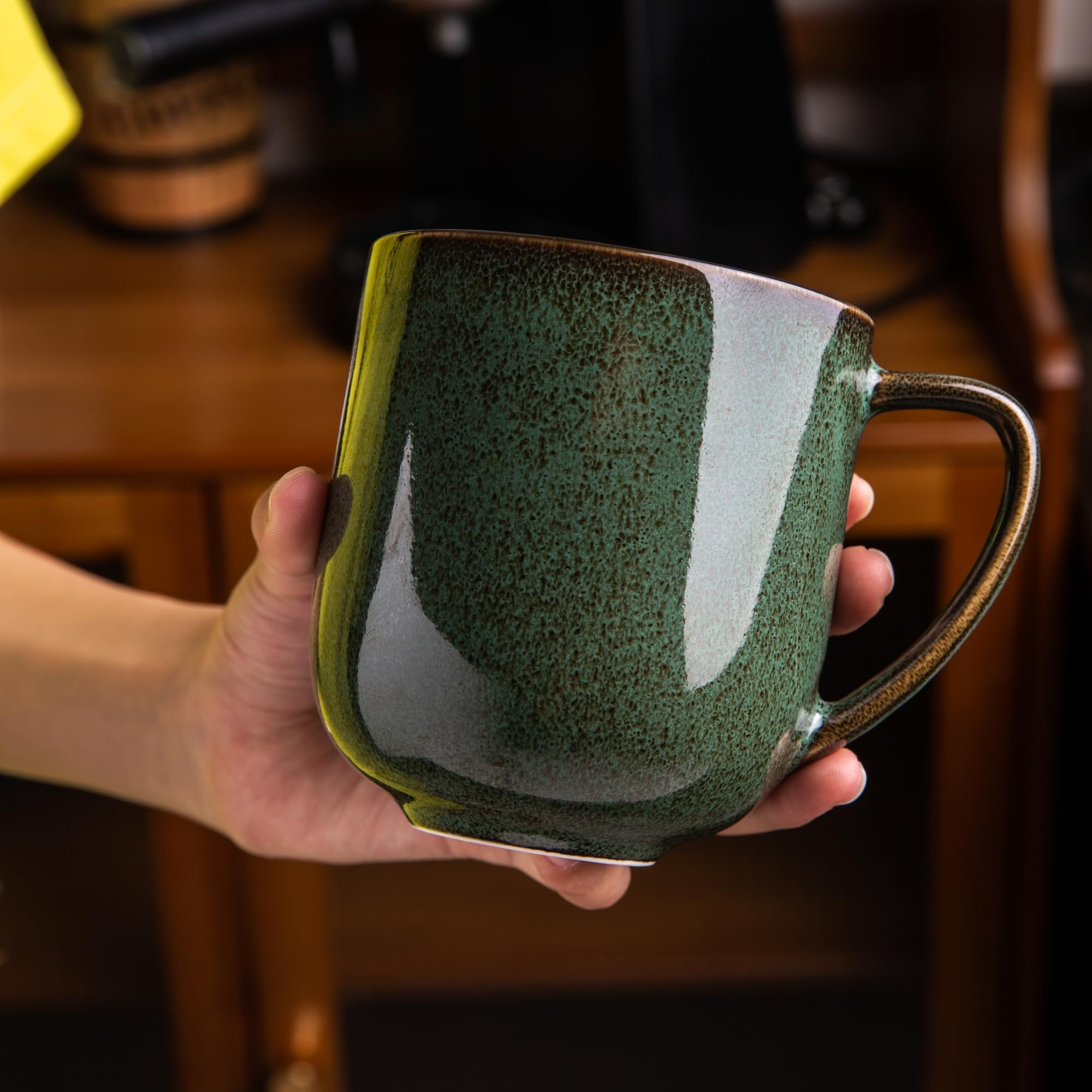 LERATIO 12OZ Ceramic Coffee Mugs Set of 4, Large Porcelain Coffee Cups With Large Handle For Latte,Cappuccino,Milk,Cocoa,|Dishwasher&Microwave Safe Mug Sets,Ideal for Man,Woman,Dad, Mom