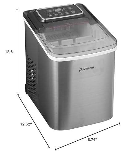 Panana Smart Countertop Ice Makers,Automatic Clean,Portable Ice Maker 9 Cubes Ready in 7-10min,26lbs/24H,for Home Kitchen Party Camping,Silver