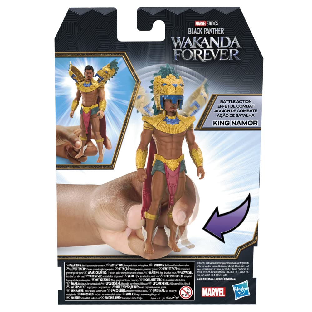 Marvel Studios' Black Panther Wakanda Forever Battle Action King Namor, 6-Inch Action Figure, Toy for Kids Ages 4 and Up