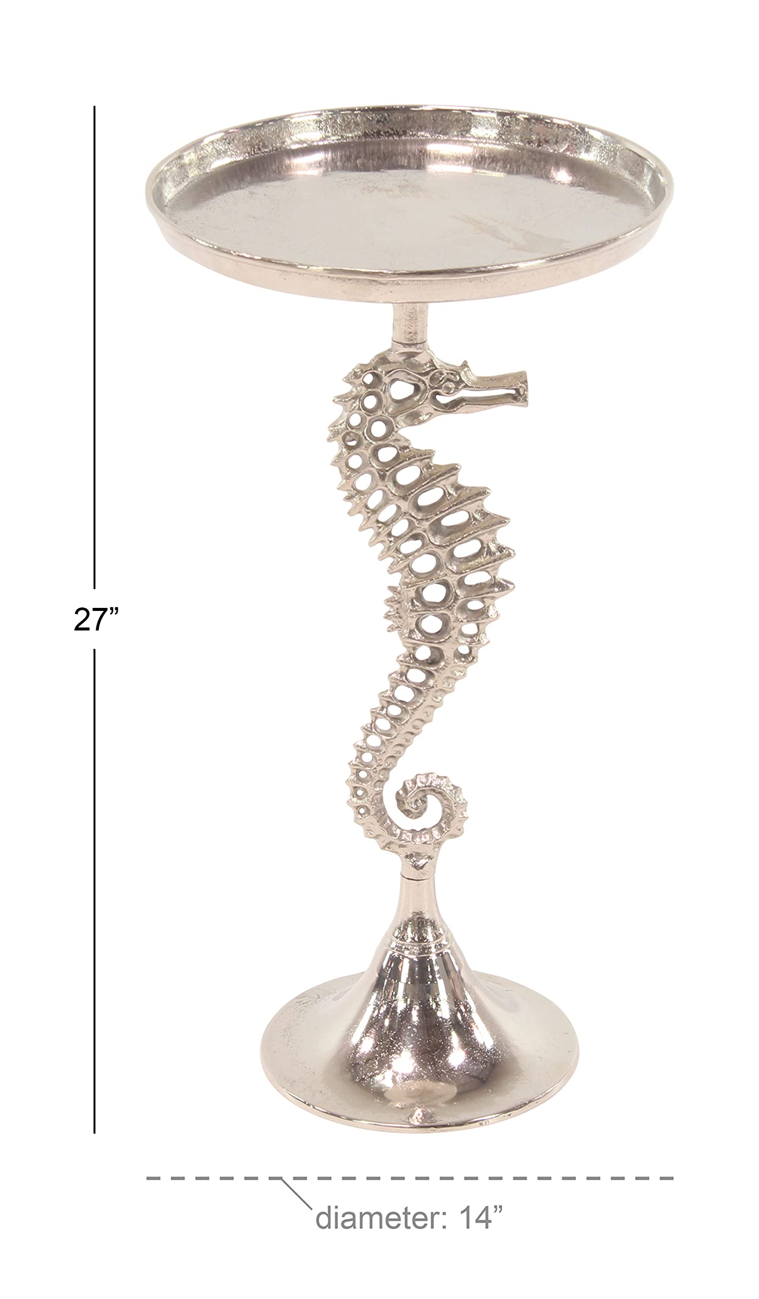 Deco 79 Coastal Aluminum Accent, Side Table 14" x 14" x 27", Silver