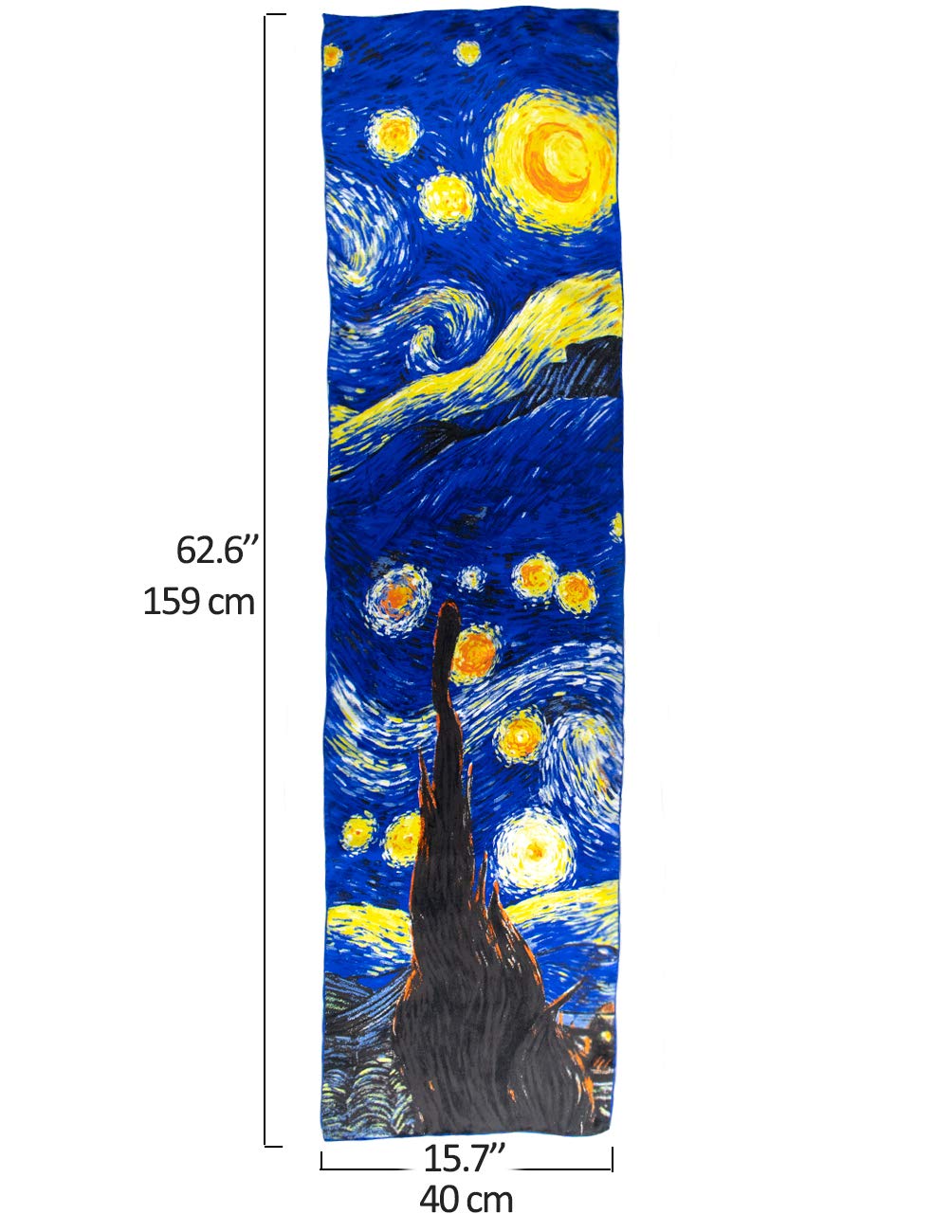 Dahlia Women's 100% Luxury Long Silk Scarf - Van Gogh Starry Night