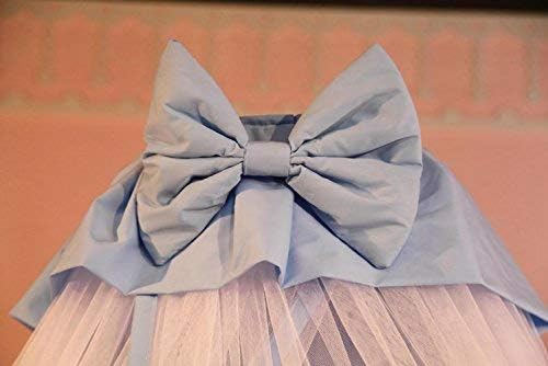 RuiHome Dome Style Hanging Baby Mosquito Net Nursery Bed Canopy with Blue Bowknot Decor, Netting with Holder Stand