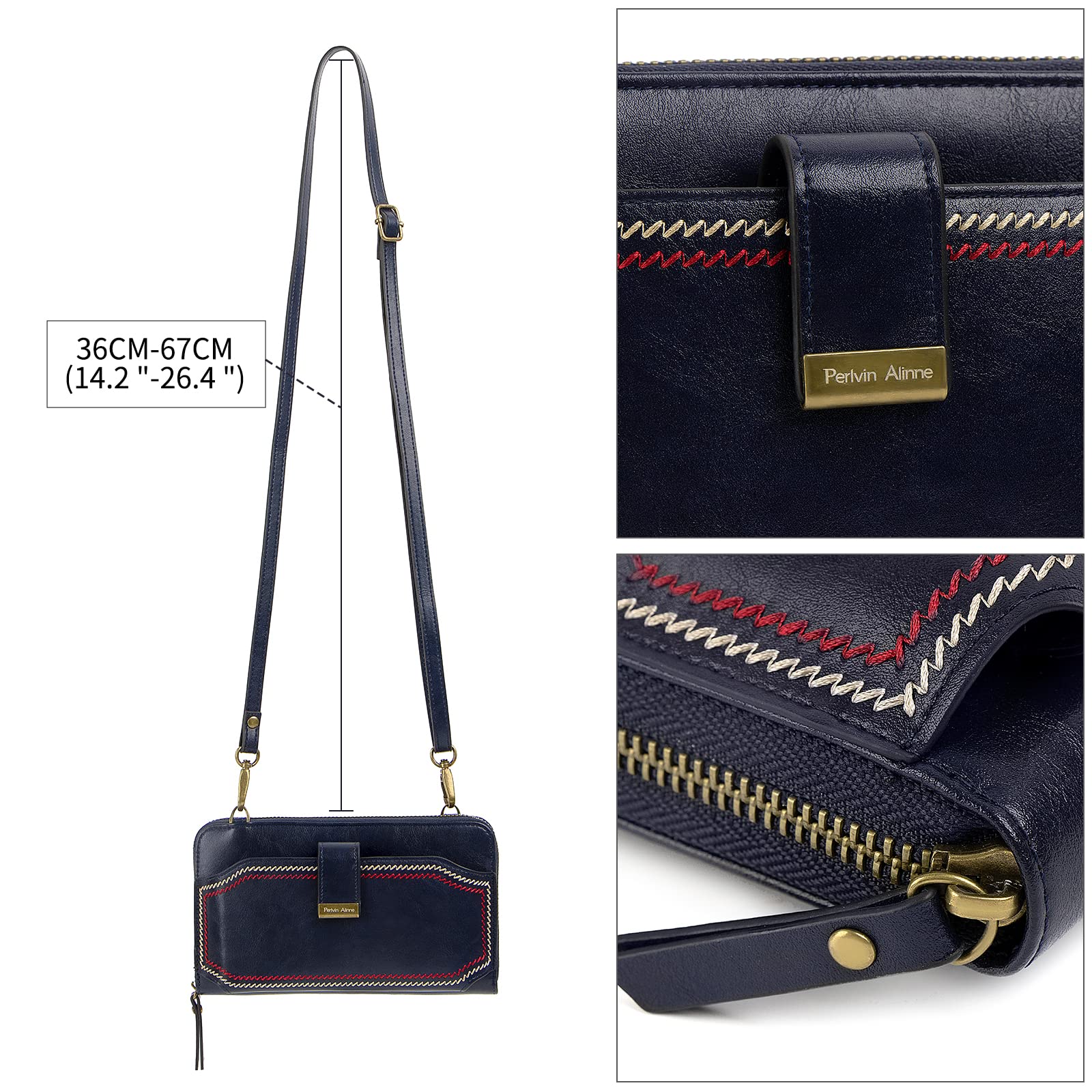 Perlvin Alinne Rifd blocking Wristlet Wallet with Cell Phone Holder Crossbody Bags Purse for Women