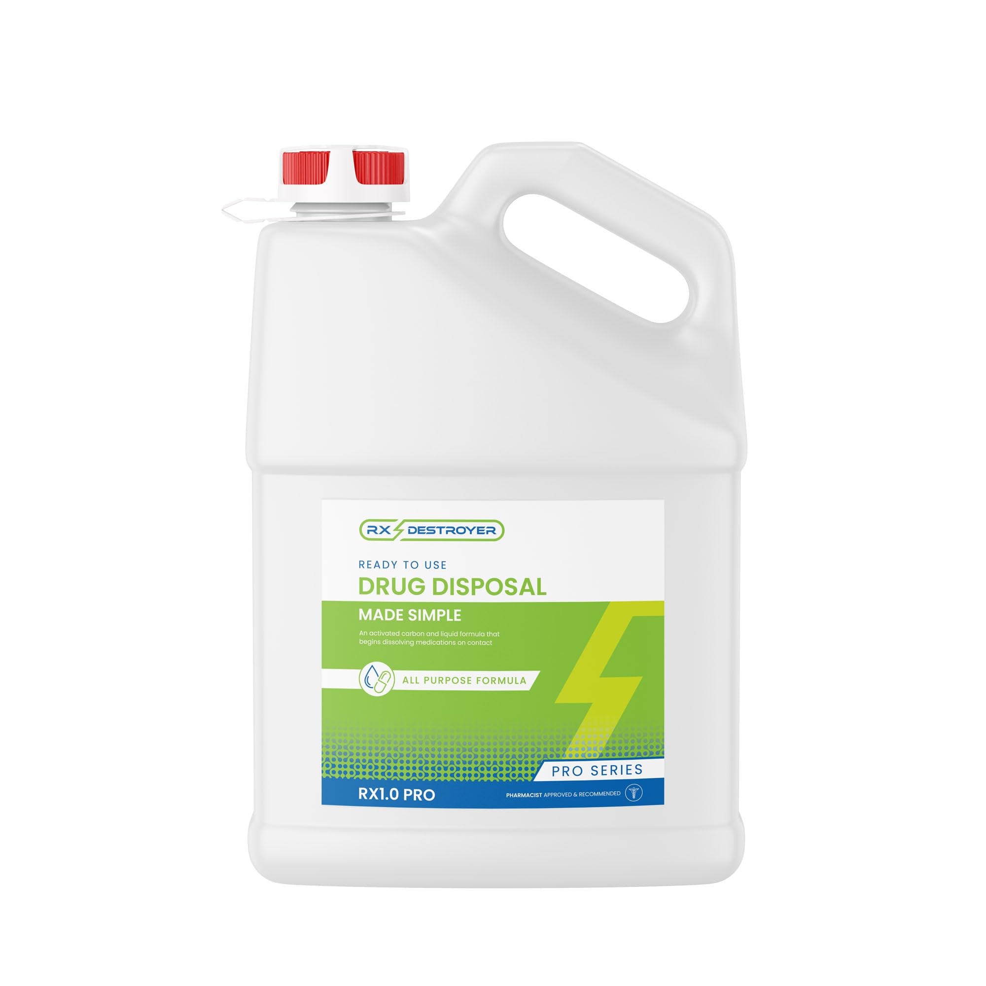 Rx Destroyer PRO Series All-Purpose Formula - Eco-Friendly Medication Buster Solution, Drug Disposal in a Bottle for Pills, Capsules, Tablets, Liquids - 1 Gal, 1 Count, 4 Packs, 4 Total