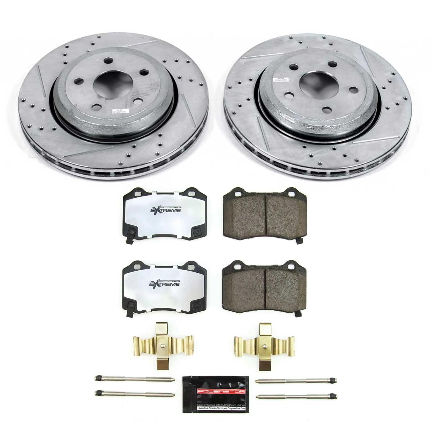 Power Stop K8758-36 Z36 Truck & Tow Rear Brake Kit-Brake Rotors & Carbon Ceramic Brake Pads For Dodge Durango 2018-2023, Jeep Grand Cherokee 2018-2021 [Model Specific]