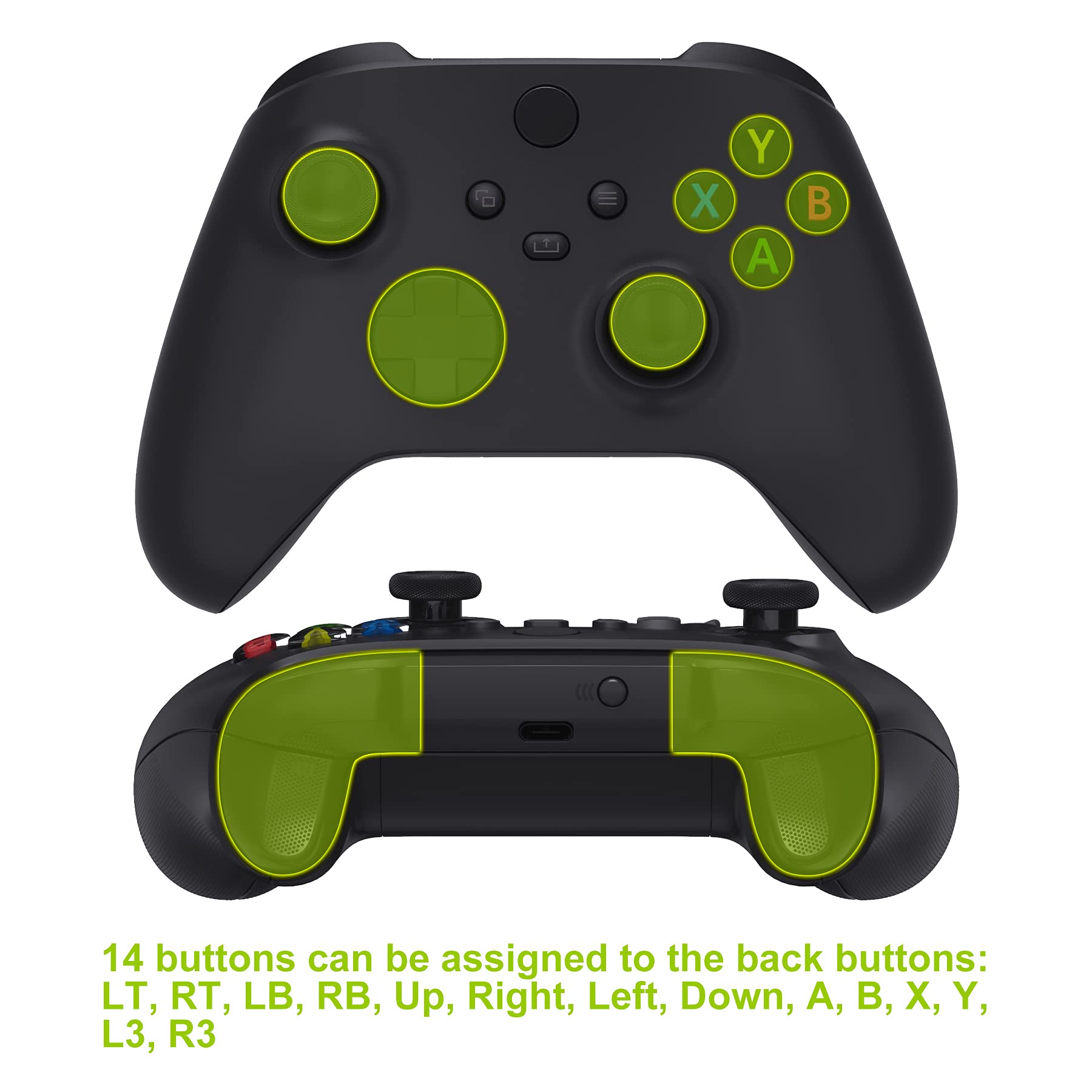 eXtremeRate Hope Programable Remap Kit for Xbox Series X/S Controller, Upgrade Boards & Redesigned Back Shell & Side Rails & Back Buttons for Xbox Core Controller - Textured Green