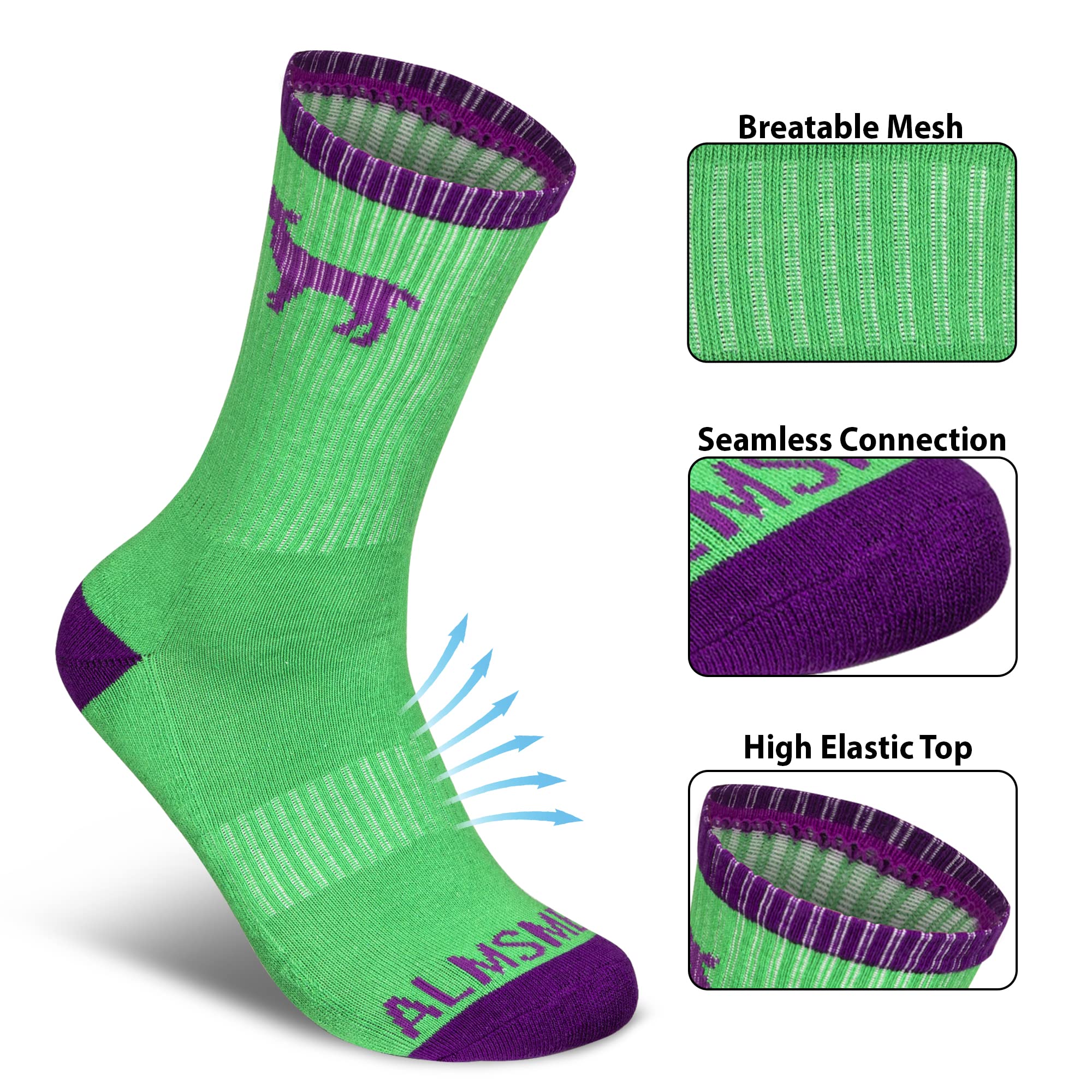 Almsmen 4 Pack Running Hiking Athletic Crew Socks, 100% Cotton for both Men and woman, Double Cushioned, You Buy = We Donate (as1, alpha, m, regular, regular)