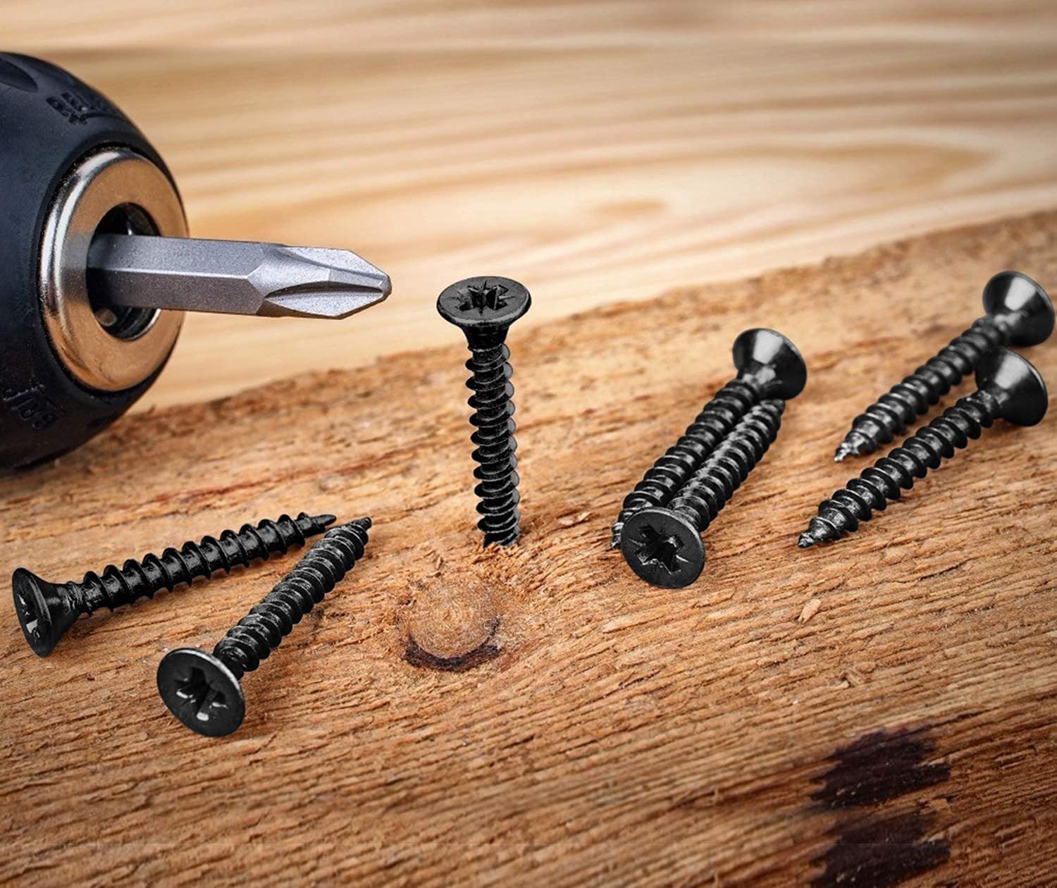 Phosphate Coated Stainless Flat Head Phillips Wood Screw M3.5 Black Finish by Boltstar (1 - 3/4 inch)