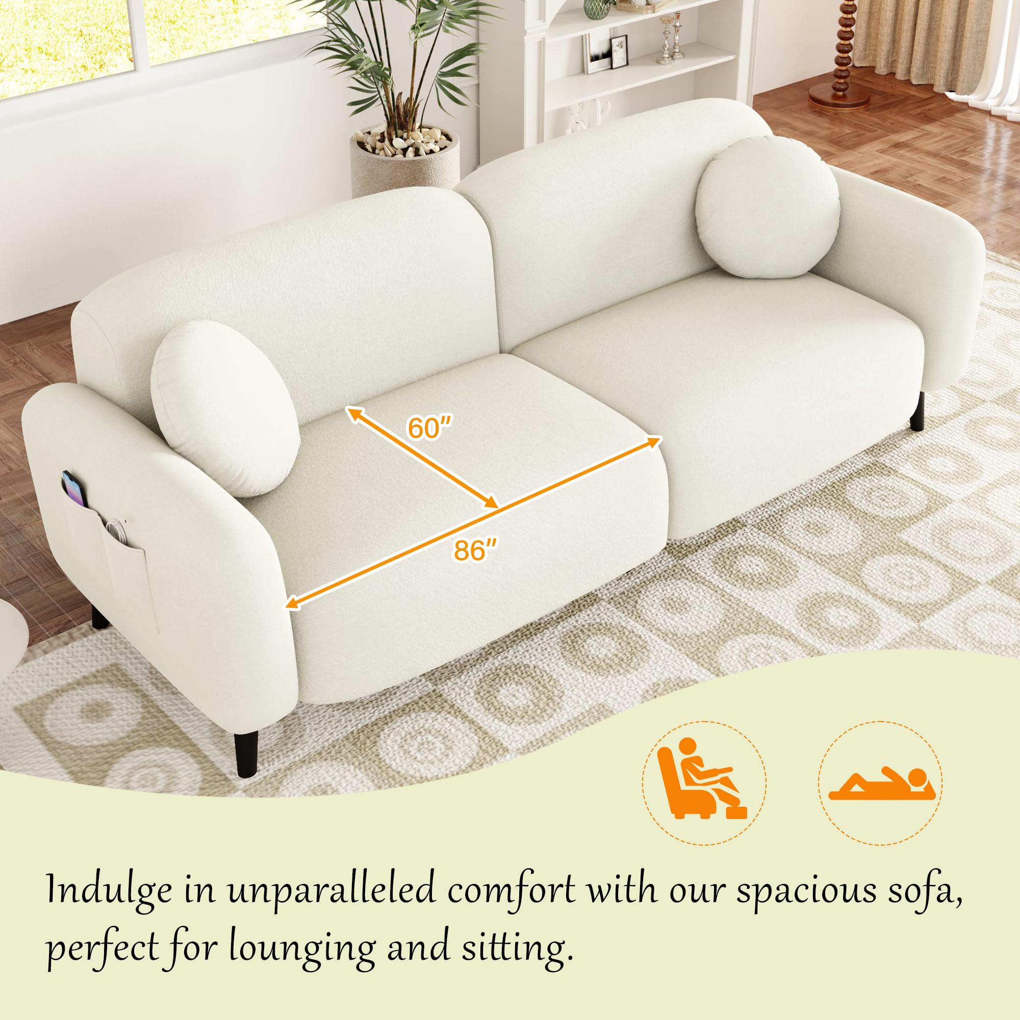 Modern 71*35.5" Loveseat Sofa, Linen Fabric Sofa with Wide Armrests, Stylish and Minimalist 2-3 Seat Couch, Upholstered Loveseat Sofa Couch for Living Room Small Spaces (Dawn Grey-Wide Armrests)