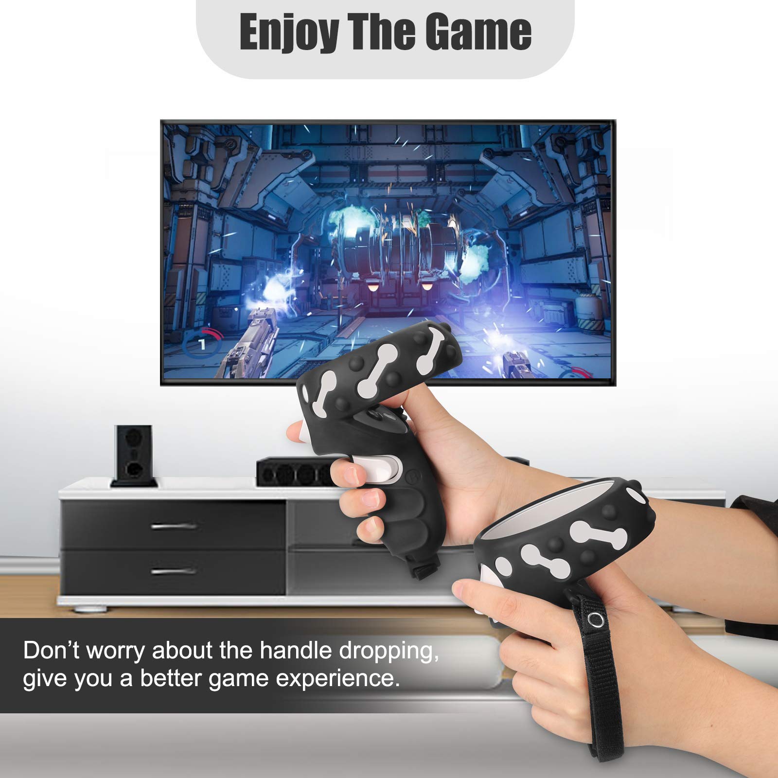 Eyglo Touch Controller Grip Cover & Face Silicone Cover for Oculus/Meta Quest 2,Anti-Throw,Sweatproof Protective Covers