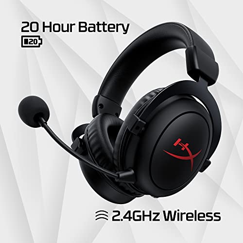HyperX Cloud Core – Wireless Gaming Headset for PC, DTS Headphone:X Spatial Audio, Memory Foam Ear Pads, Durable Aluminum Frame, Detachable Noise Cancelling Microphone,Black