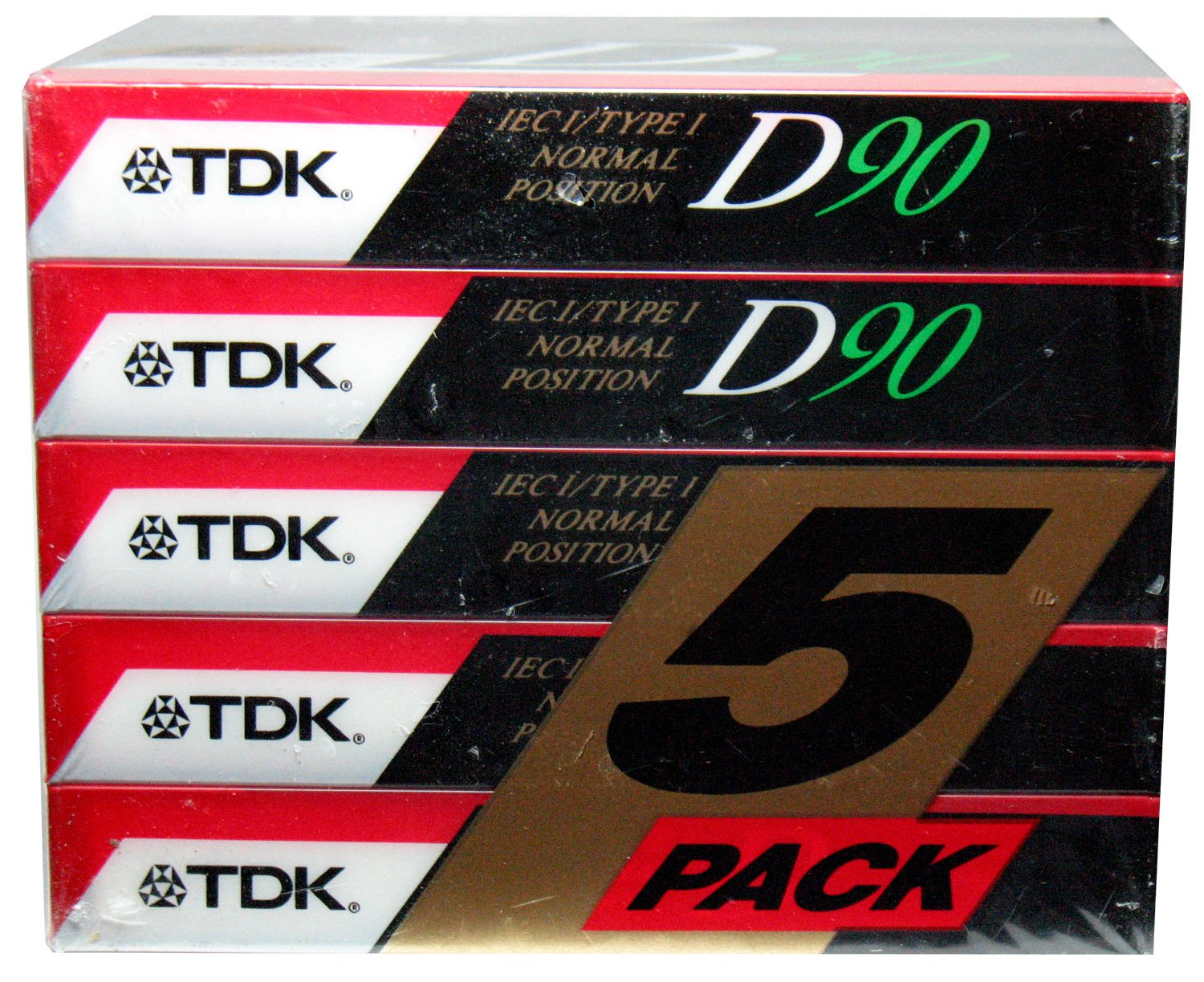 TDK Dynamic Performance D90 High Output IEC I / Type I - 5 Pack Audio Cassette Tapes