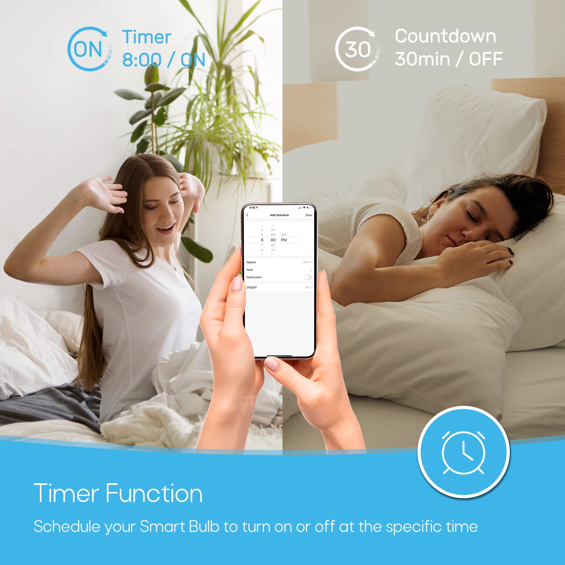 Alexa Light Bulb,Warm White Smart WiFi Light Bulb Compatible Google Home,A19 E26 800 Lumen Dimmable Smart Bulb 60 Watt Equivalent,No Hub Required APP and Voice Remote Control,2.4GHz WiFi Only,4 Pack
