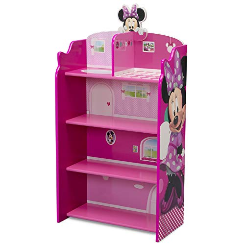 Delta Children Wooden Playhouse 4-Shelf Bookcase for Kids, Minnie Mouse