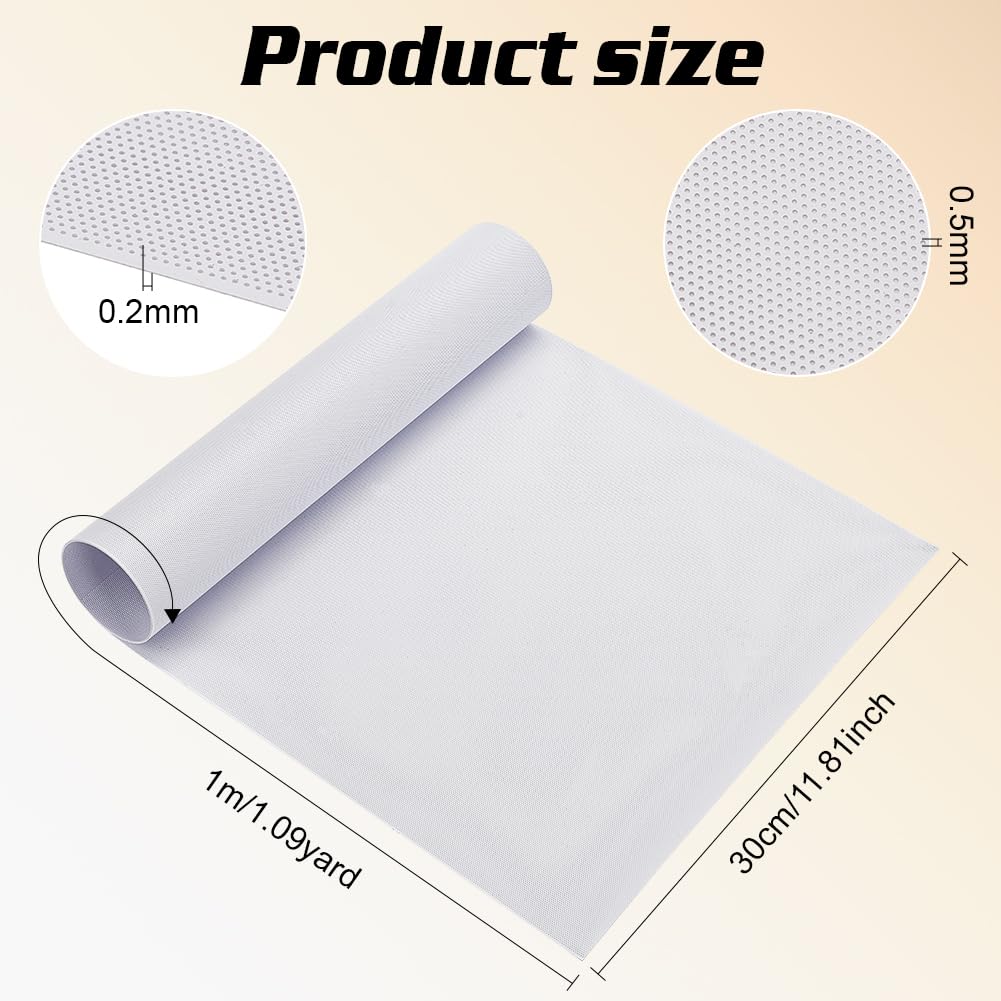 BENECREAT Custom Fursuit Eye Mesh, 39x11.8inch White PVC Plastic Net 0.2mm Thick Waterproof Printable Mesh for Furries Cosplay, Props, Fursuits, Craft Making, Hole: 0.5mm