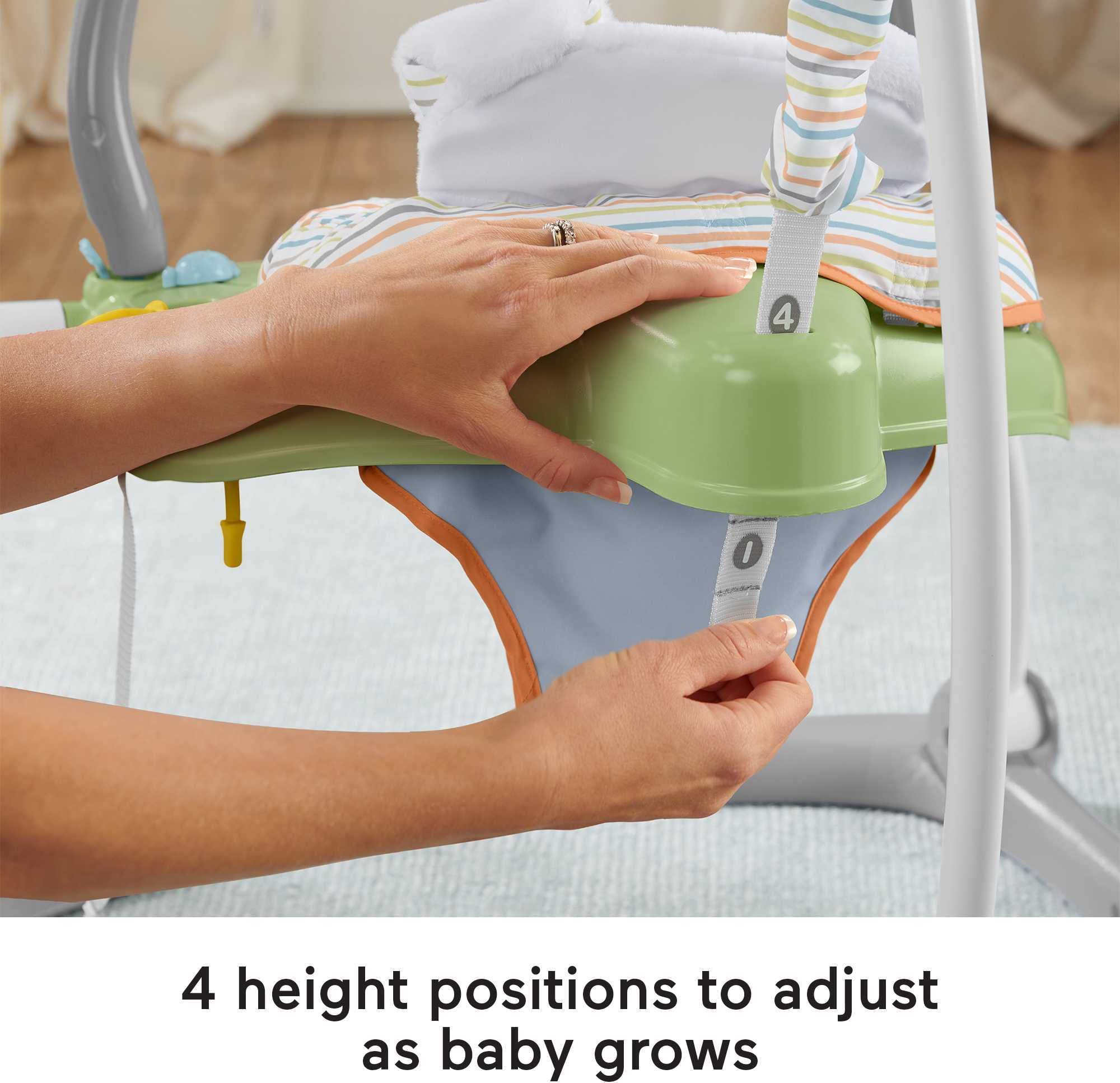 Fisher-Price Baby Bouncer SpaceSaver Jumperoo Activity Center with Lights Sounds and Folding Frame, Sweet Snugapuppy