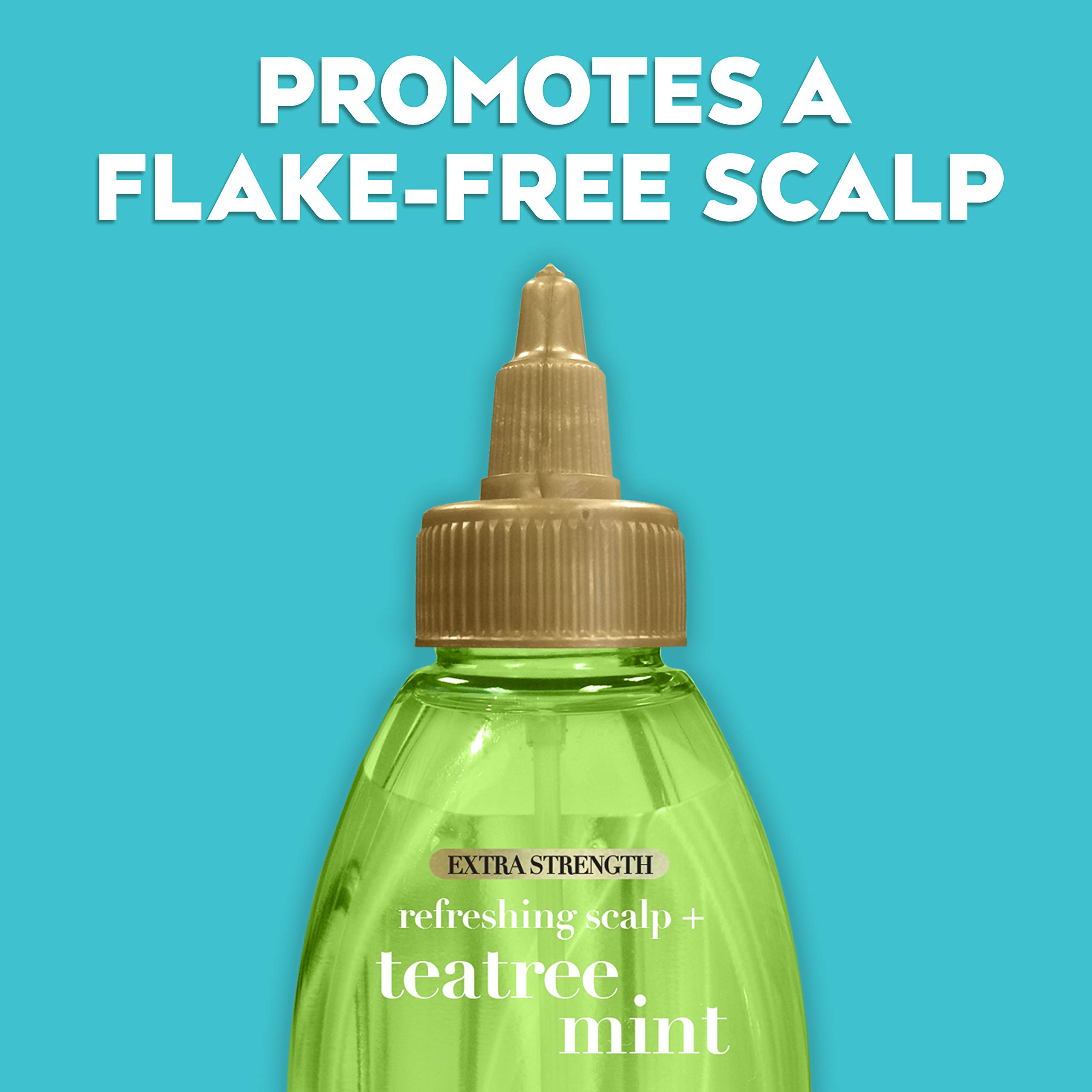 OGX Extra Strength Refreshing + Invigorating Teatree Mint Dry Scalp Treatment with Witch Hazel Astringent to Help Remove Scalp Buildup, Paraben-Free, Sulfate Surfactant-Free, 4 fl oz