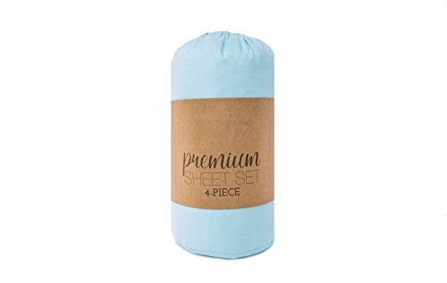 ienjoy Home Bed Sheet Set, Ultra Soft 4 Piece, Aqua, Full