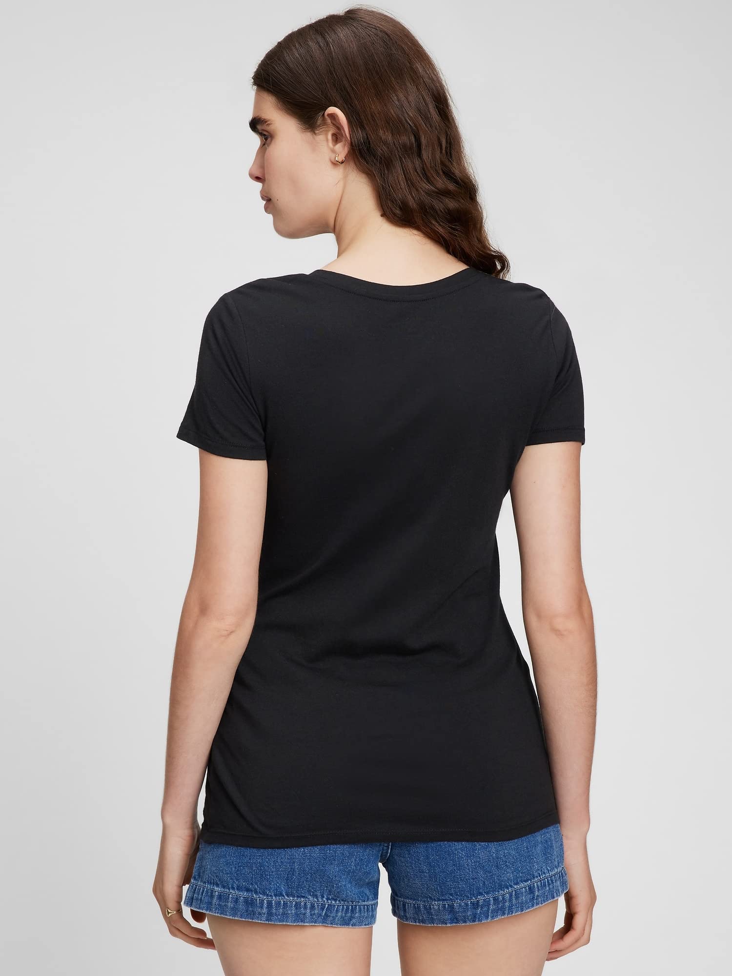 GAP Womens Favorite V-Neck T-Shirt T Shirt, True Black 2 Pack, Large US