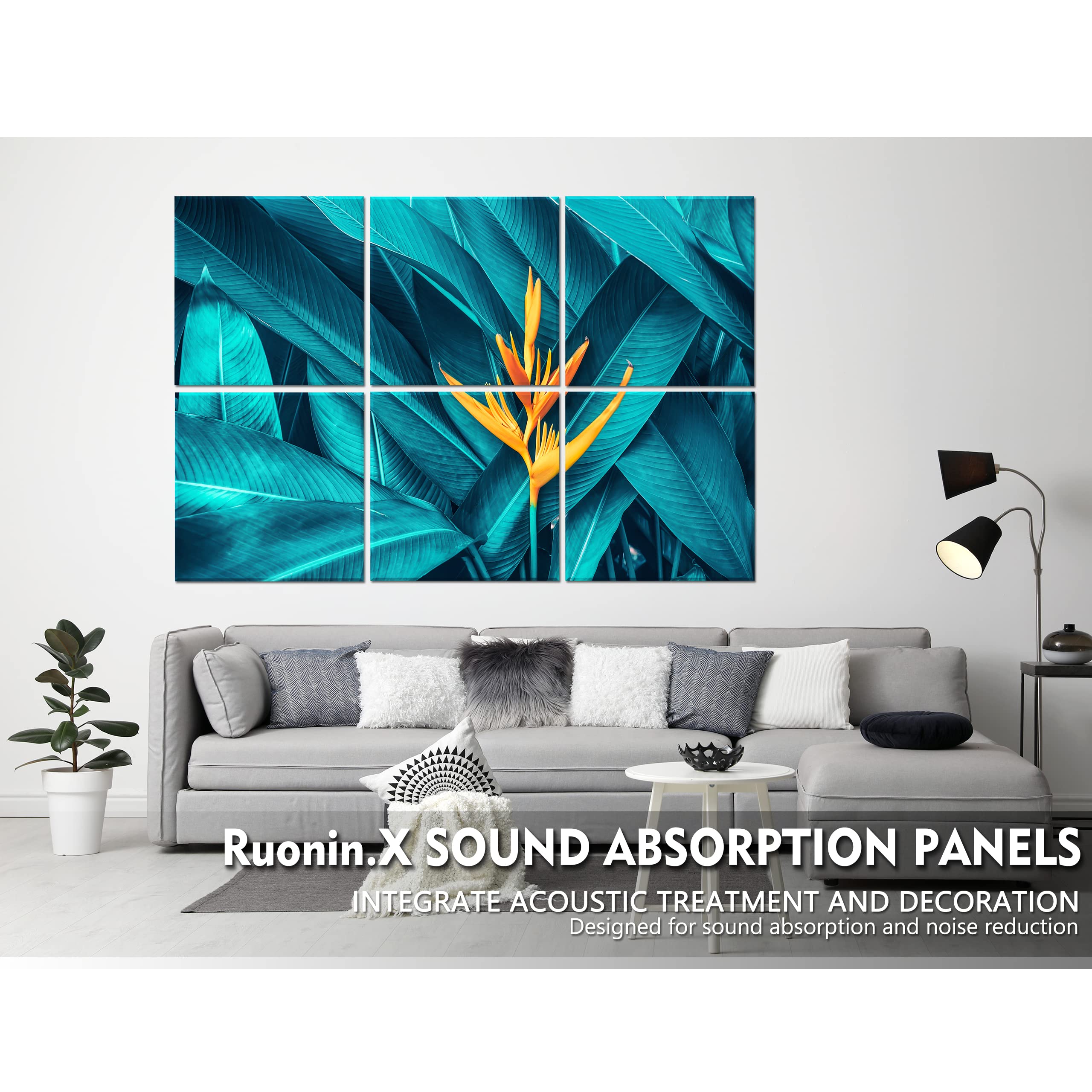 Ruonin.X 72"x48" inch Decorative Art Acoustic wall panels,Better Acoustic Treatment than foam, High-quality Sound Absorbing and Soundproof wall panels suitable for studios—Strelitzia Reginae Aiton