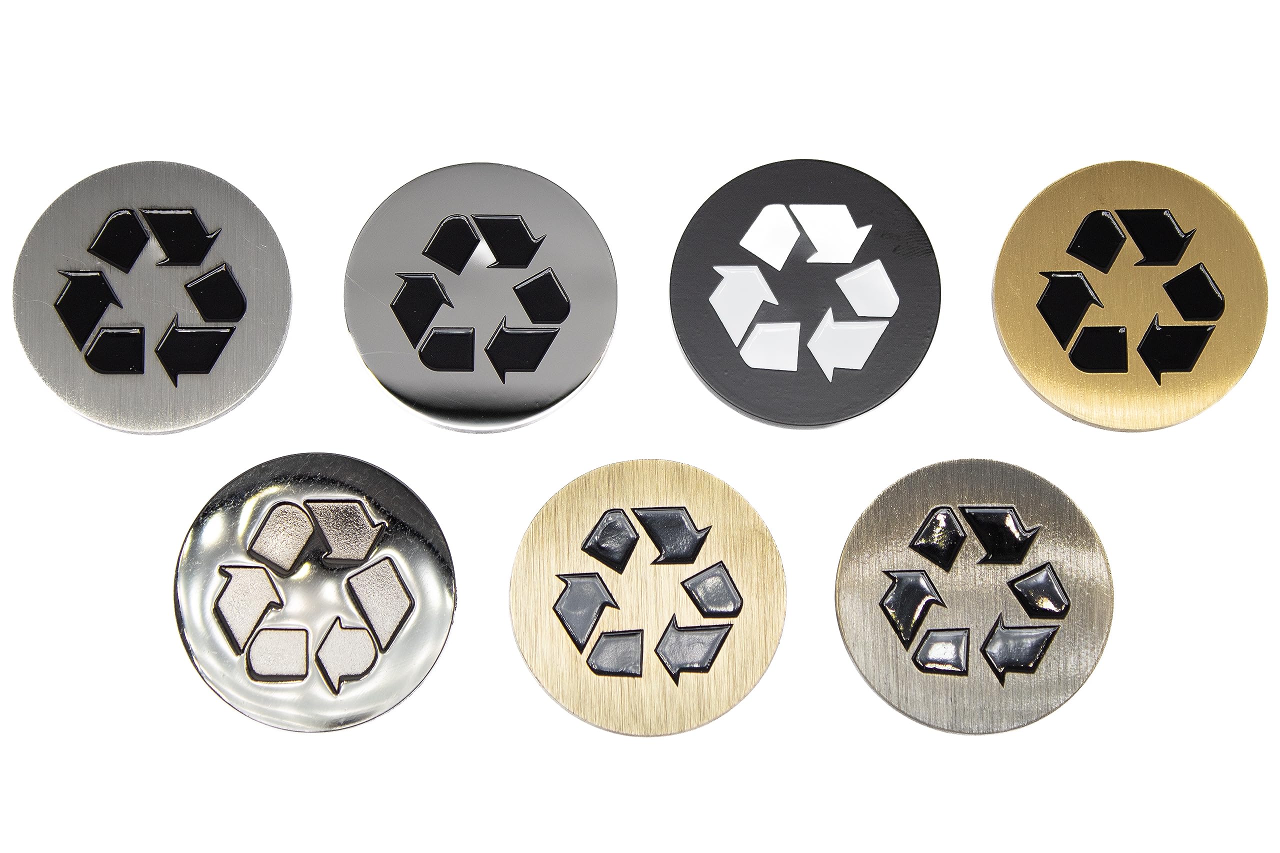 Concept Hardware Recycle Logo, Emblem, Medallion, Kitchen, Office, Cabinet Front, 1.5 inch, Stainless Steel, Brass, Matte Black (Antique Gold Black Infill)