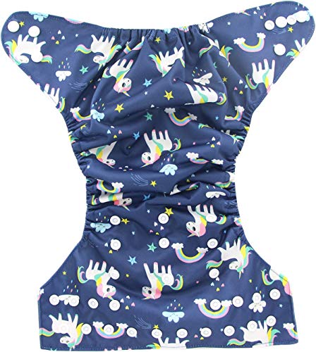 Ohbabyka Baby Reusable Waterproof Bamboo Cloth Diapers Nappies + 5 pics Insert (One Size, Girls)