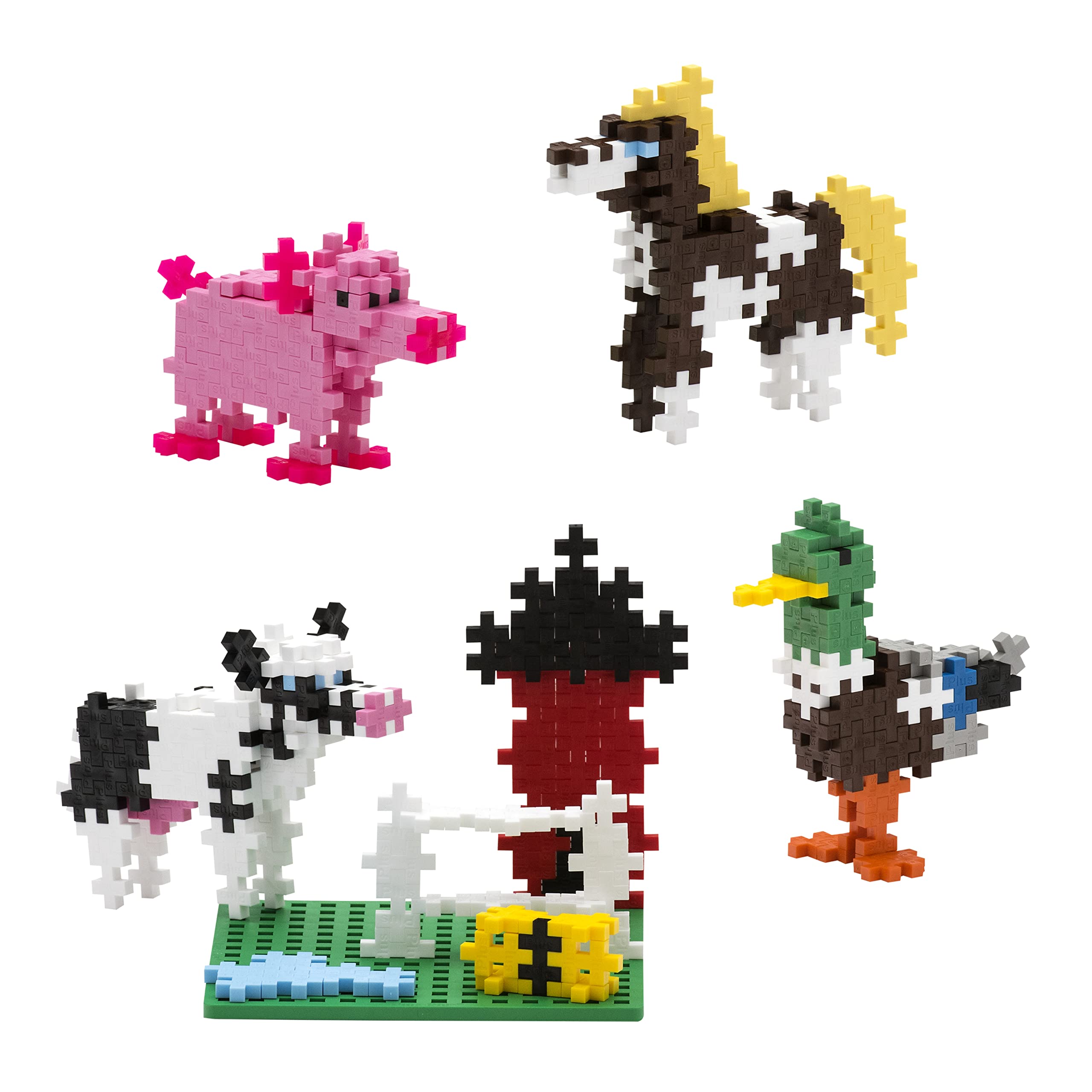 PLUS PLUS Building Block Playset Kit, Themed Figures 3D Puzzle, Fun Stem Toys for Kids, 350 Mini Interlocking Pieces - 5 Tube Bundle, Farm