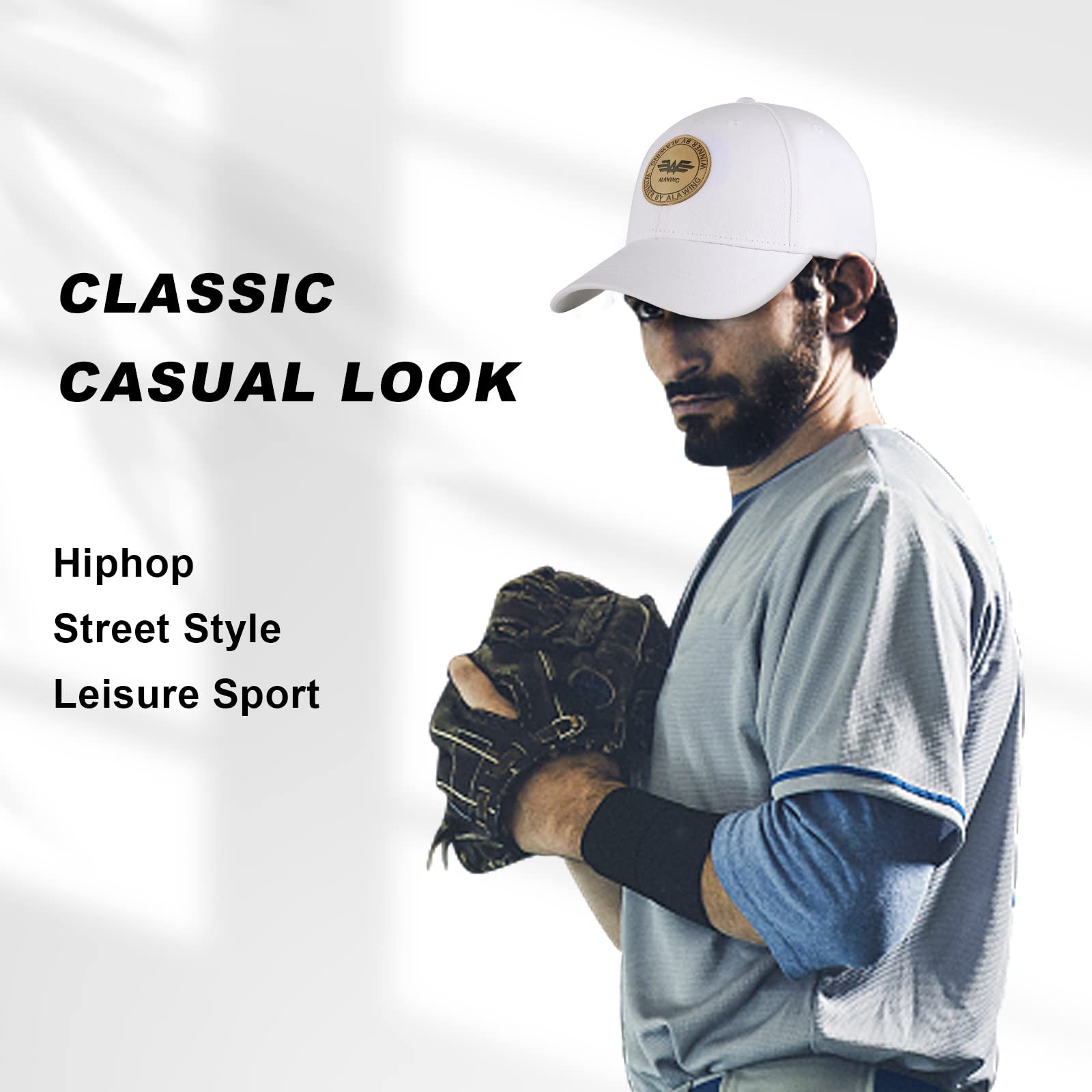 ALAWING Baseball Cap Mens Hats for Women Pure Cotton Washed Ball Caps Summer Sun Dad Hat Unisex Adjustable (White)