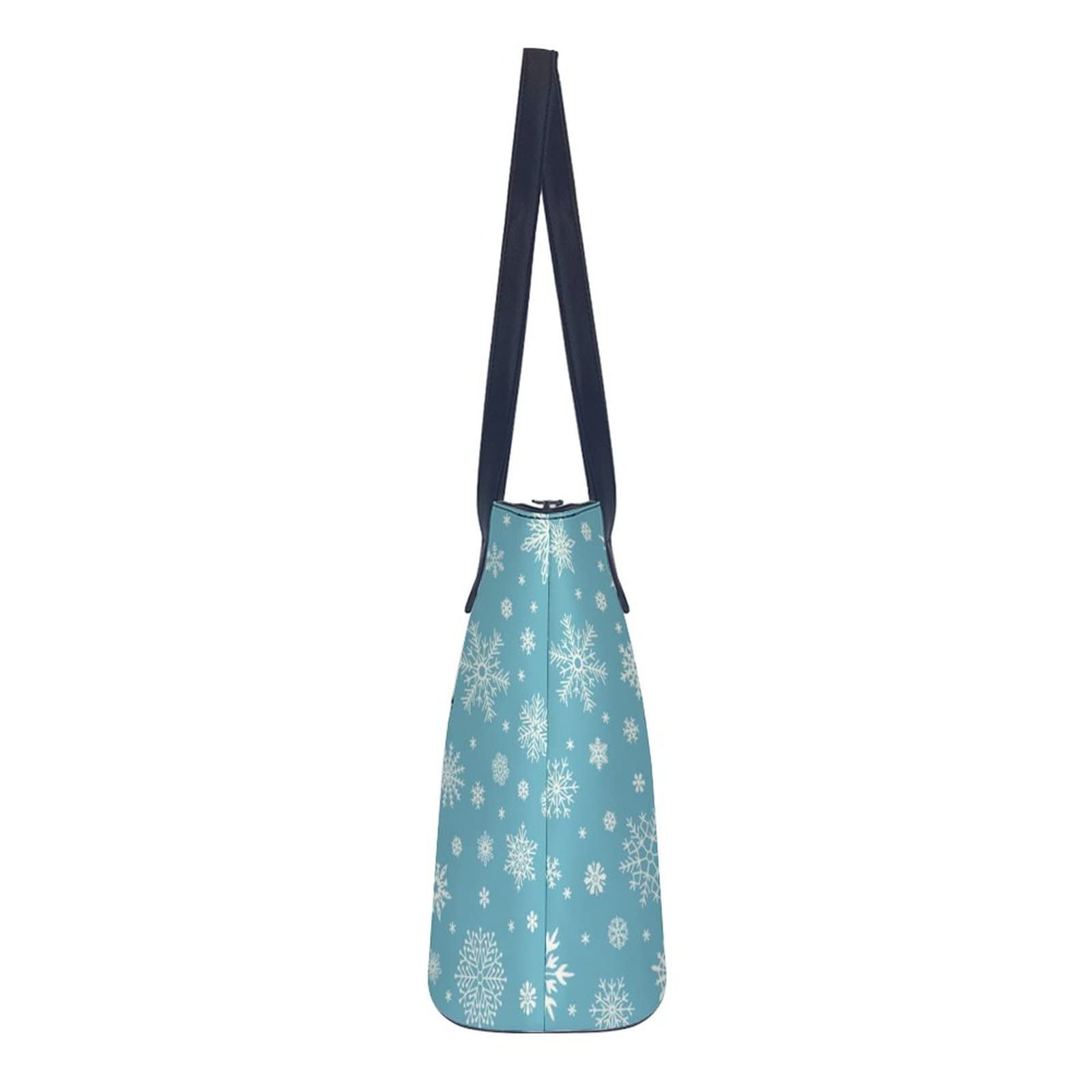 Snowflakes Women's Tote Bag PU Leather Shoulder Bag Handbags Purse For Work Shopping Travel