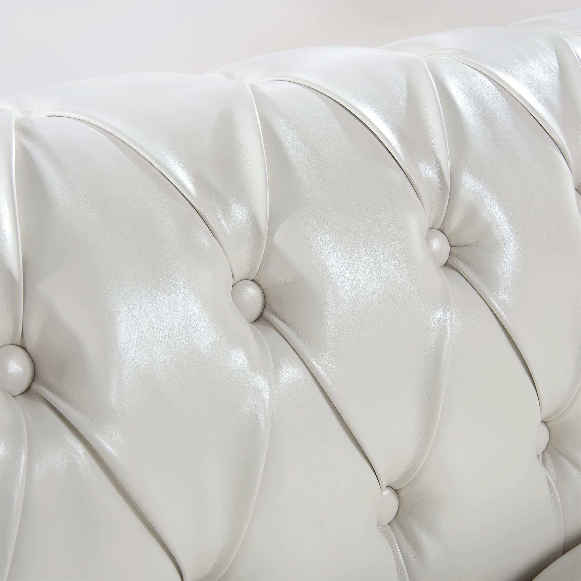 LEVNARY Chesterfield Sofa, Classic Tufted Upholstered Leather Couch, Modern 3 Seater Couch Furniture with Tufted Back for Living Room Office (Cream White)