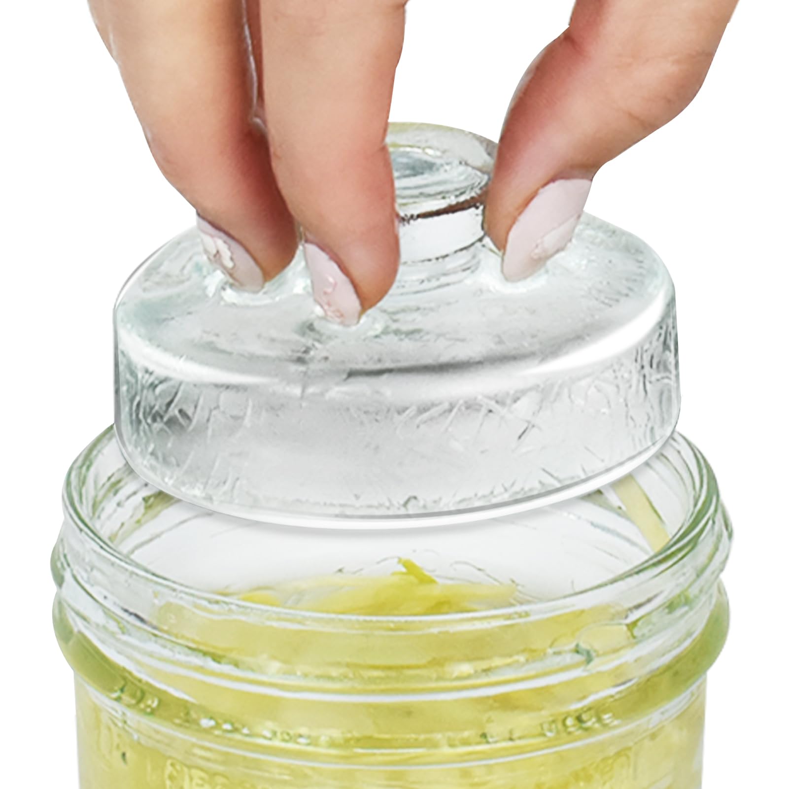 Artcome 4-Pack Glass Fermentation Weights with Easy Grip Handle and Unique Texture Design for Large Wide Mouth Mason Jars