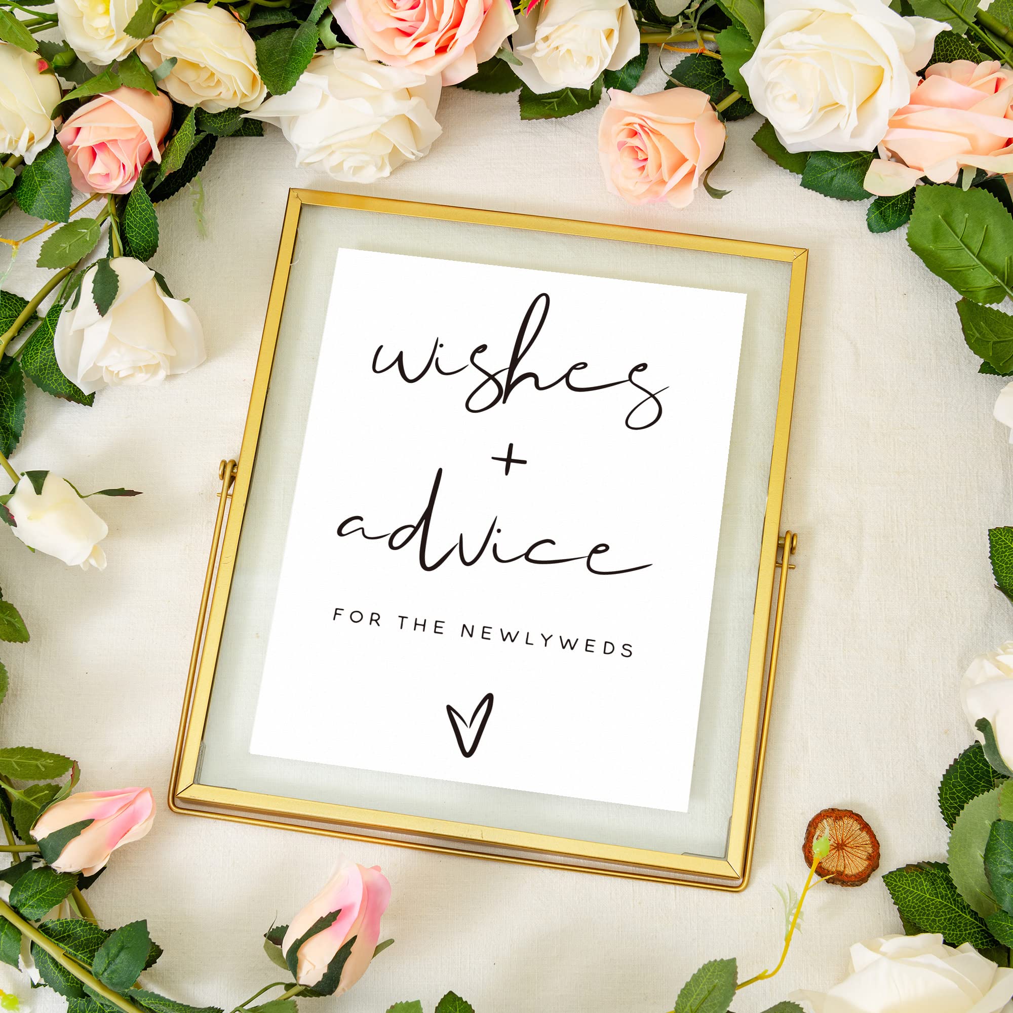 Calculs Advice And Wishes For The Mr And Mrs Gold Floating Picture Frame Wedding Signs Place Card/Menu Holder 10 x 8 Inches Centerpiece Table Dรฉcor Bridal Shower