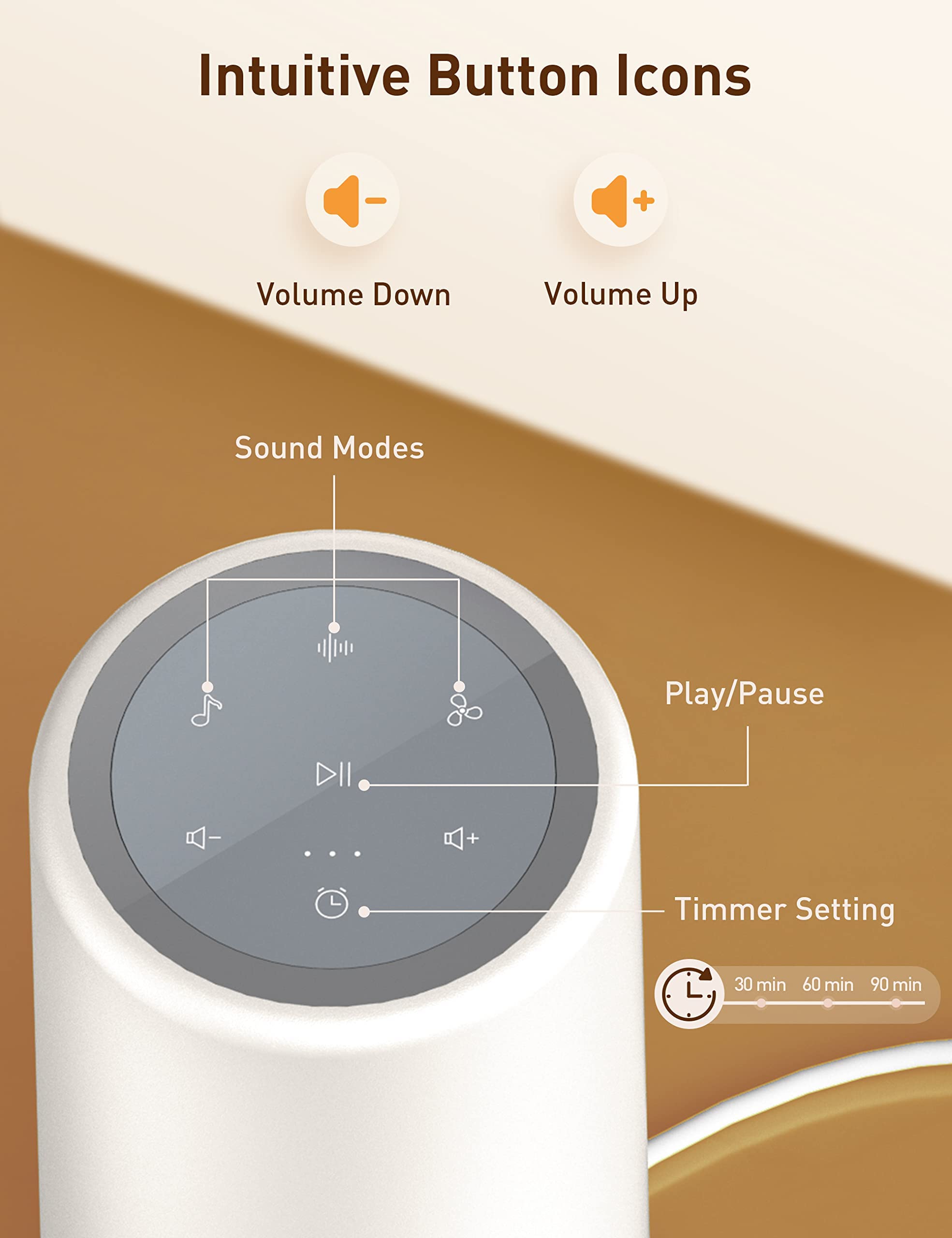 Arspic White Noise Machine, 24 Soothing Sound Machine with Night Light, Touch Control, Timer, Noise Machine for Sleeping Baby Adults Kids