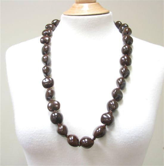 Aloha Outlet Brown Kukui Nut Lei Necklace - 10 pack