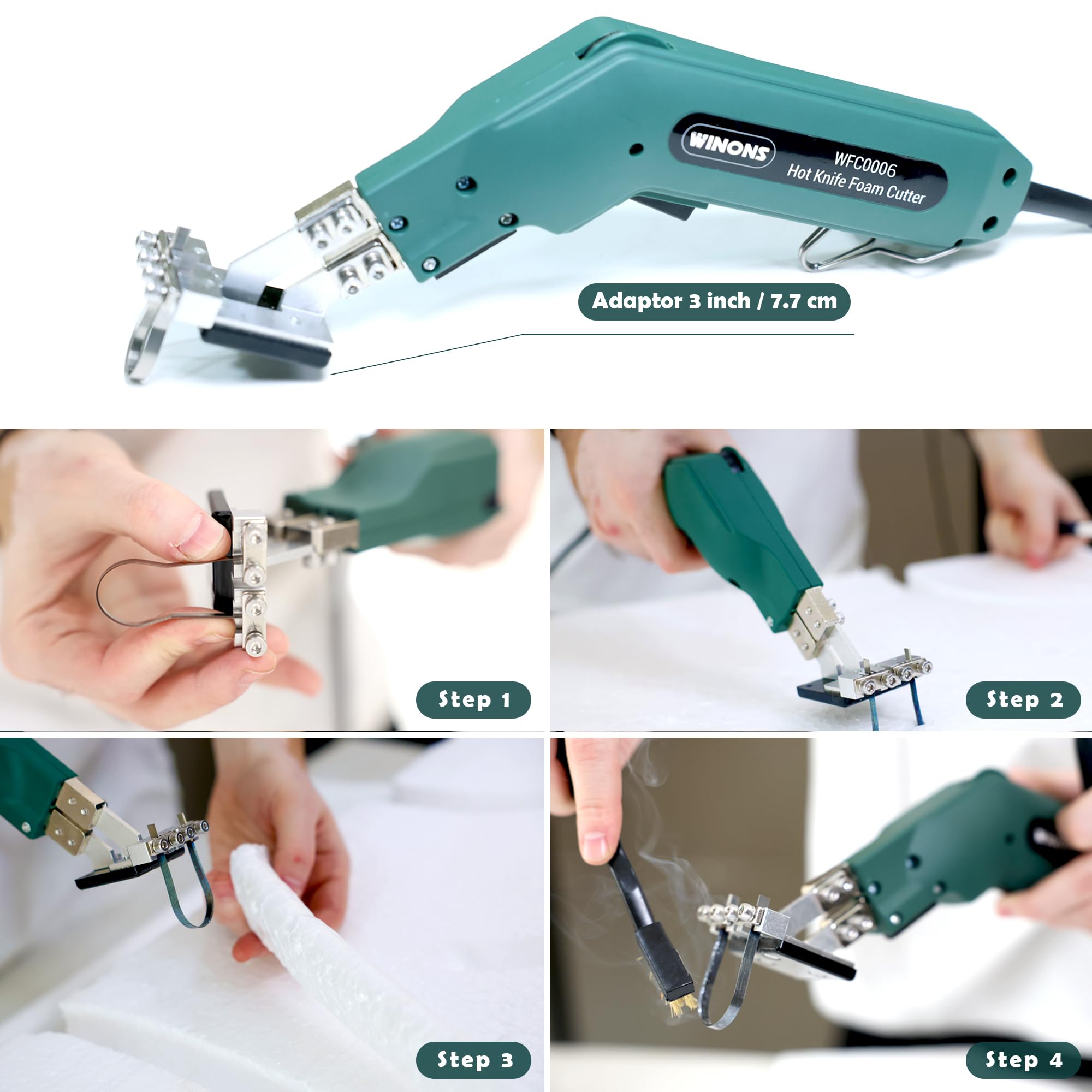 WINONS Hot Knife Foam Cutter Electric Styrofoam Cutting Tool 200W with Adapter for Curve and Streight Cuts to get Different Shapes -WFC0006 (Kit of 9)