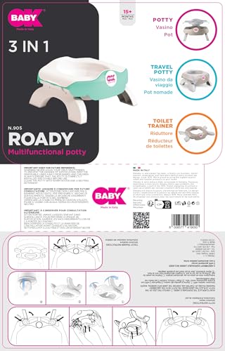 OKBABY On The Spot 3 in 1 Travel Potty Seat - Compact & Lightweight Design - Features Non-Slip Rubber Base - Removable Inner Bowl - Toilet Training Seat for Toddlers & Children, Turquoise