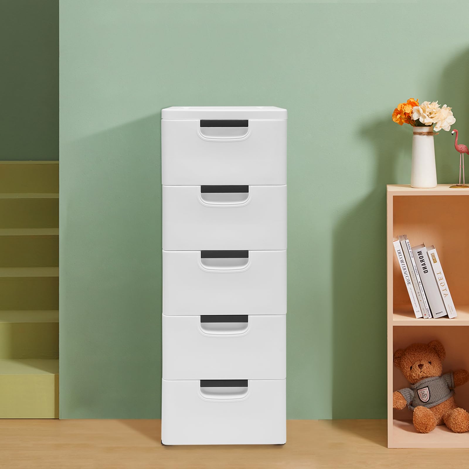 Plastic Drawers Storage Cabinet Mobile Cabinet 15.7"D x 11.8"W x 33"H,Plastic Drawers Dresser Closet Drawers Plastic Storage Bins Home Storage Container Tower,White