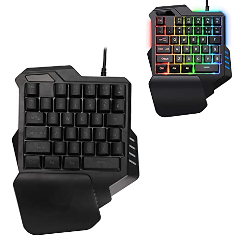Lazmin112 One Handed Gaming Keyboard, 35 Keys LED Backlit Ergonomic Single Hand Keyboard, Support for Win 2000,XP,ME,Vista,Win 7,8, for Android, for Linux, for OS X