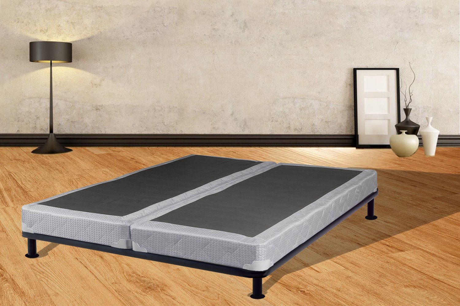 Continental Sleep 4-Inch Fully Assembled Low Profile Split Wood Traditional Box Spring/Foundation for Mattress Set, Full, Beige