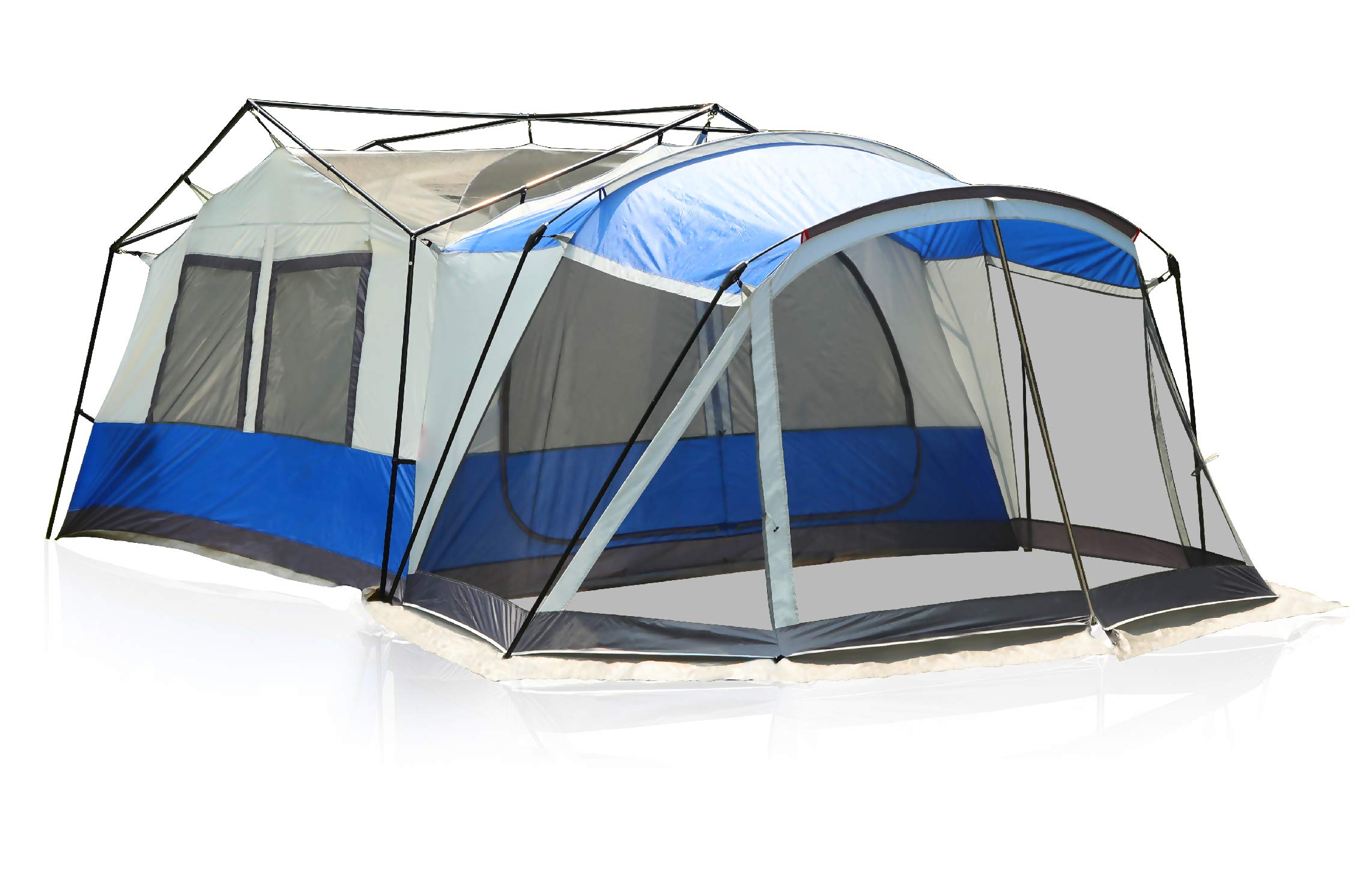 ALPHA CAMP 10-12 Person Family Camping Tent with Screen Room Cabin Tent Design - 19' x 12'