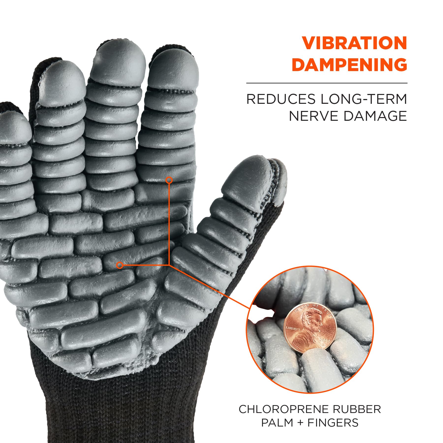 Ergodyne ProFlex 9000 Certified Lightweight Anti-Vibration Work Glove, X-Large,Black