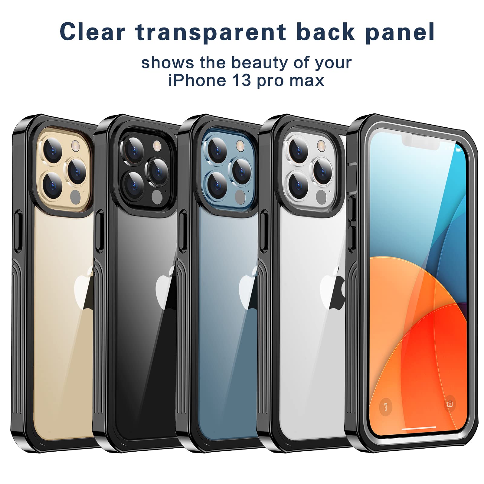 ANTSHARE Glass+ Case for iPhone 13 Pro Max, Full-Body Clear Bumper with Built-in 9H Tempered Glass Screen Protector, Heavy Duty Protection Shockproof Cover Case for iPhone 13 Pro Max 6.7 inch(2021)